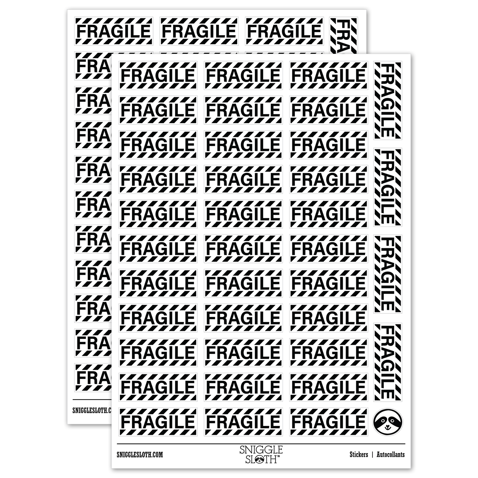 Fragile Warning Border Label Package Box Sticker Set - White - Gloss ...