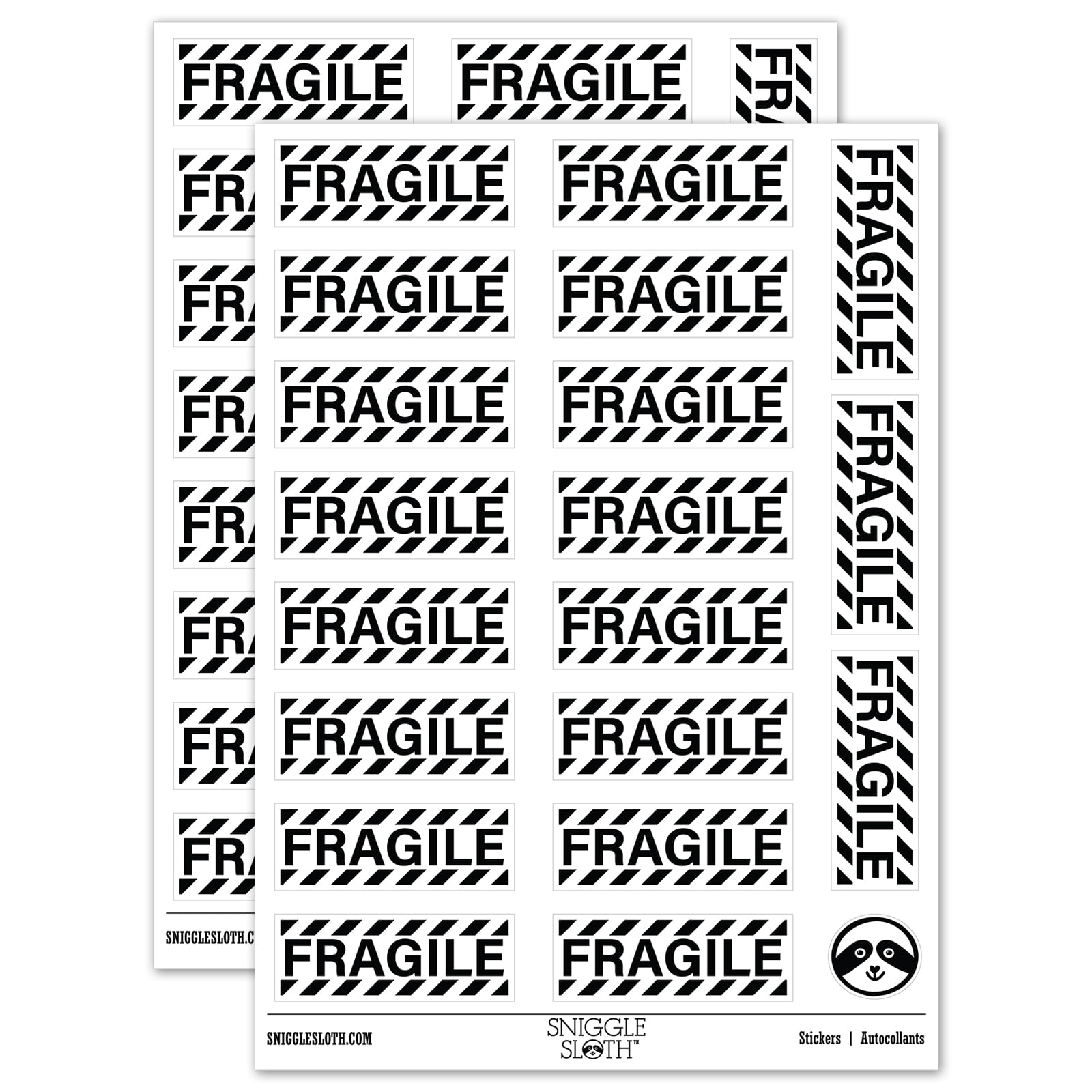 Fragile Warning Border Label Package Box Sticker Set - White - Gloss ...