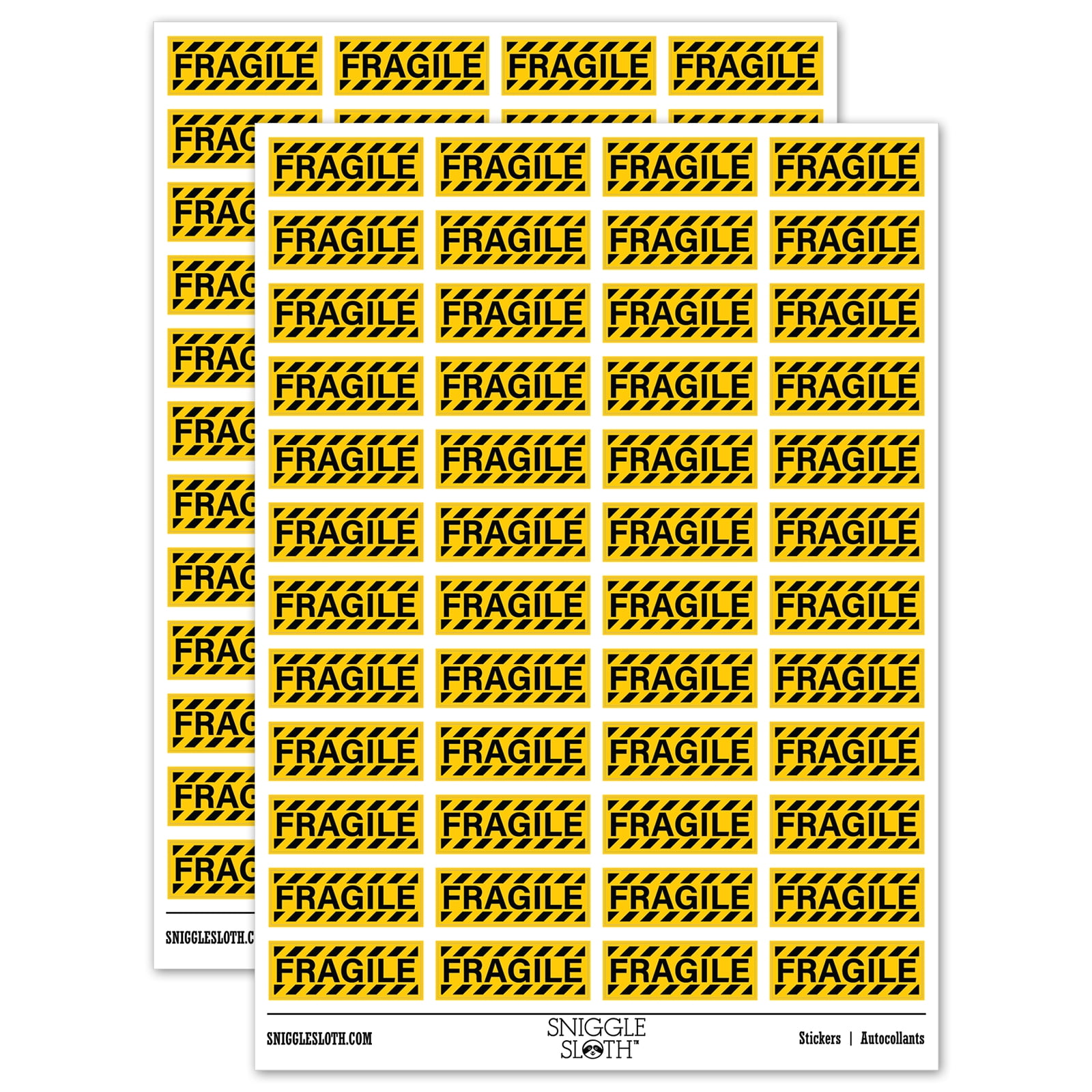 Fragile Warning Border Label Package Box Sticker Set - Yellow - Gloss ...