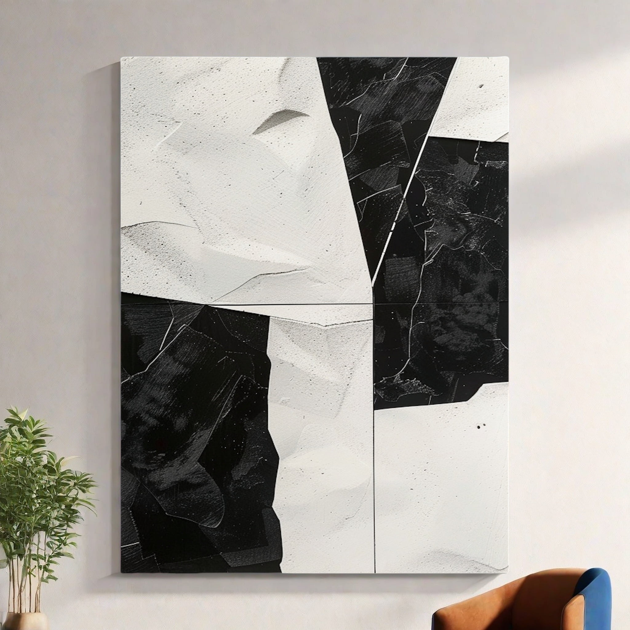 "Fragmented Balance Between Abstract Black and White"(16"x24 ...