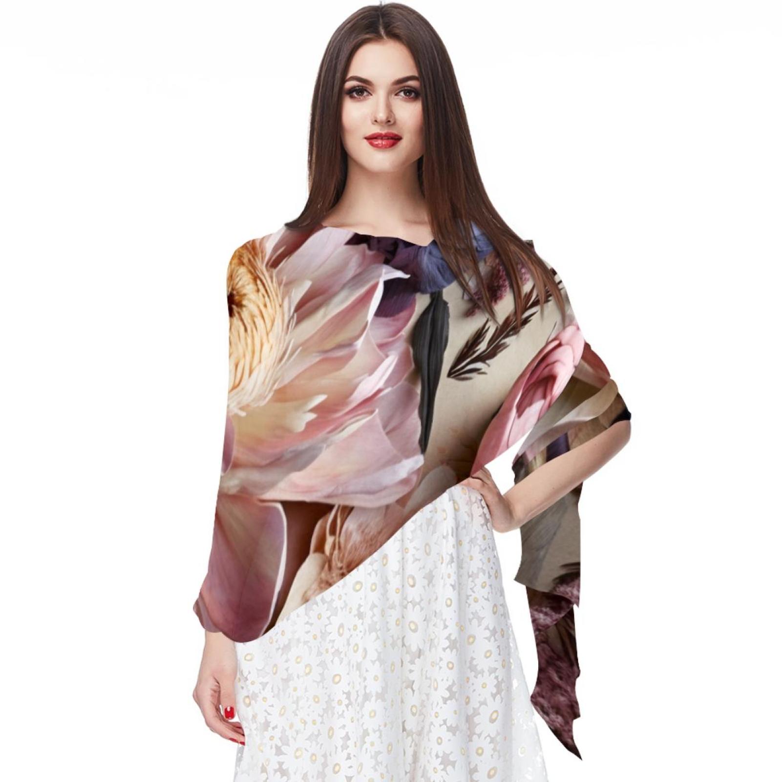 Fragmented Flowers Beautiful Translucent Chiffon Yarn Hair Scarf 180*73 ...