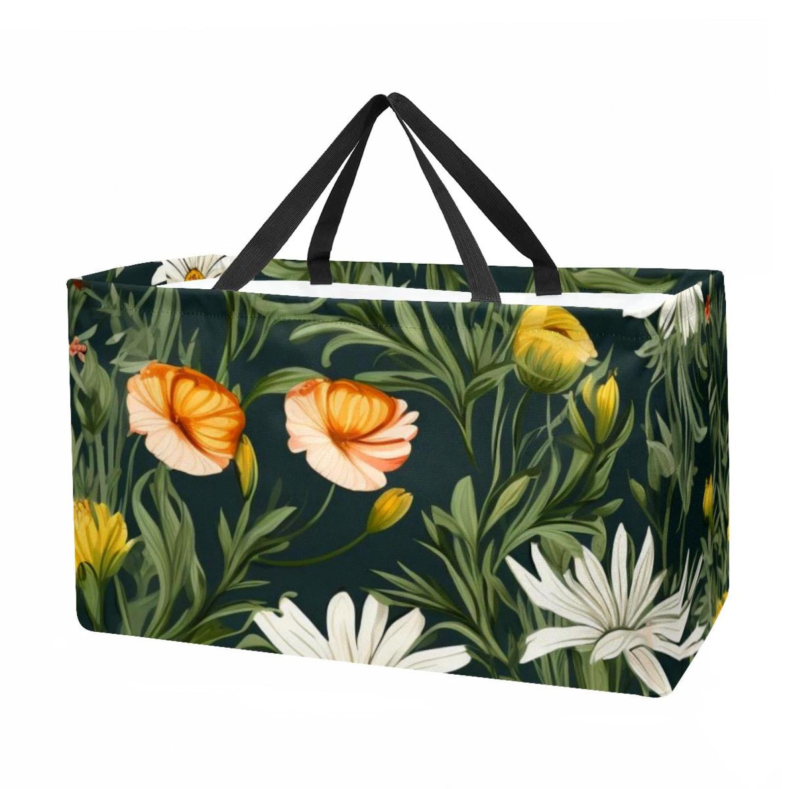 Fragmented Flowers Collapsible Oxford Cloth Storage Bin: Reusable, Foldable, and Large Capacity ...