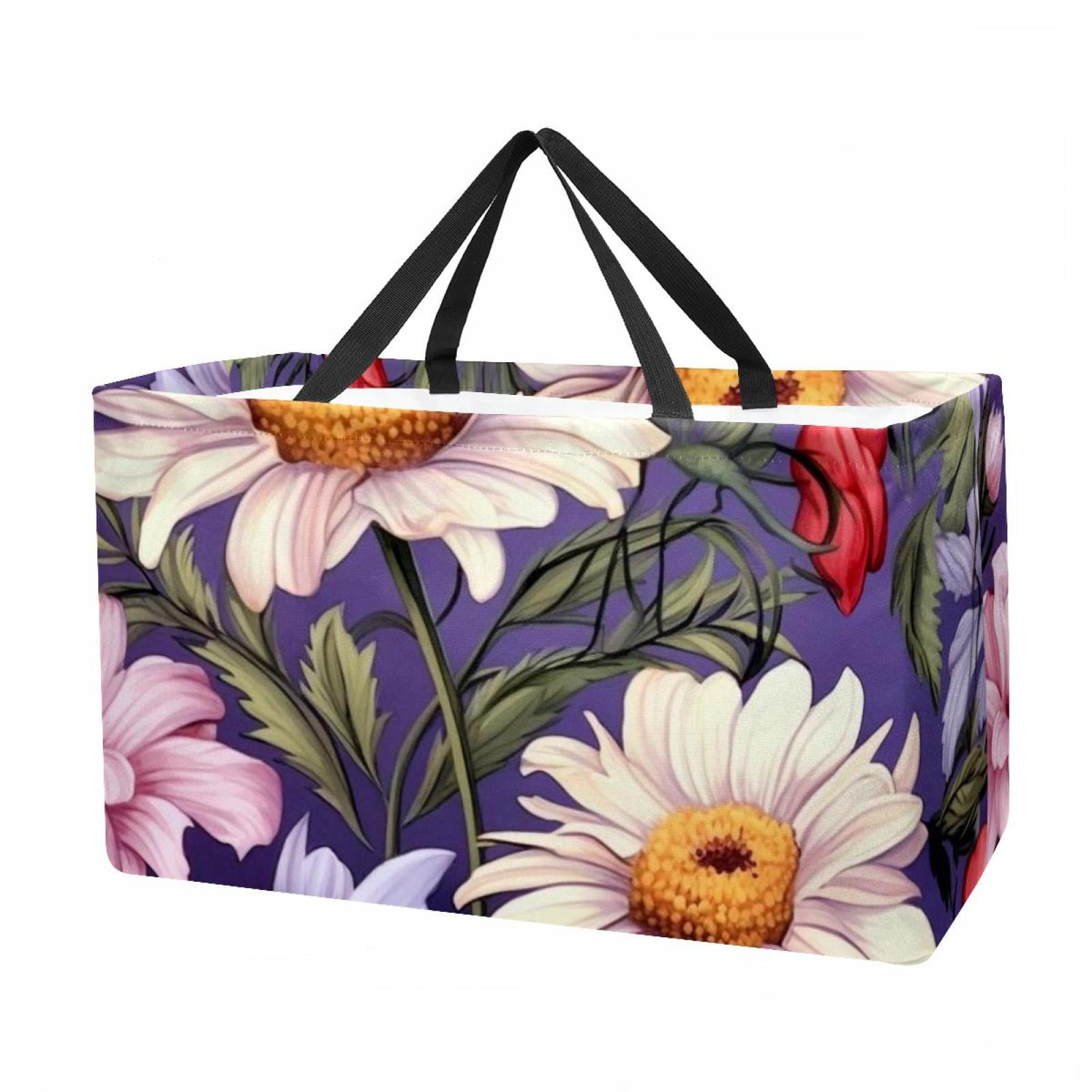 Fragmented Flowers Collapsible Oxford Cloth Storage Bin: Reusable, Foldable, and Large Capacity ...