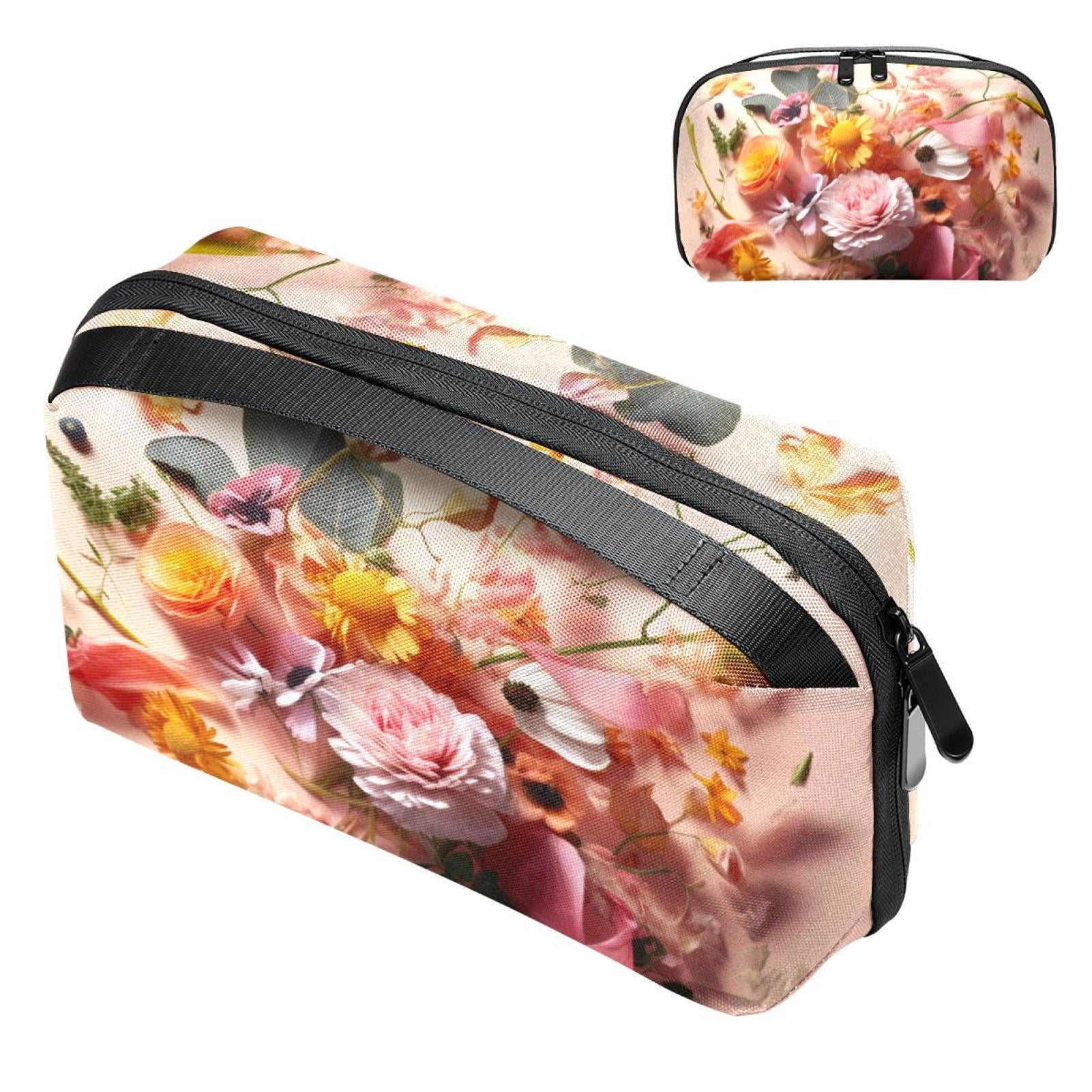 Fragmented Flowers Digital Bag Organizer Travel Case with Oxford Fabric Waterproof Material - 5 ...