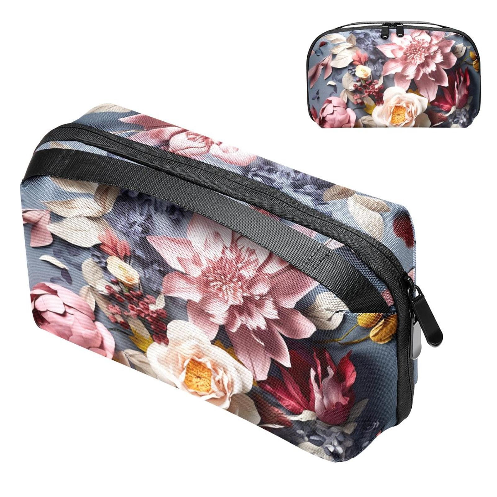 Fragmented Flowers Digital Bag Organizer Travel Case with Oxford Fabric ...