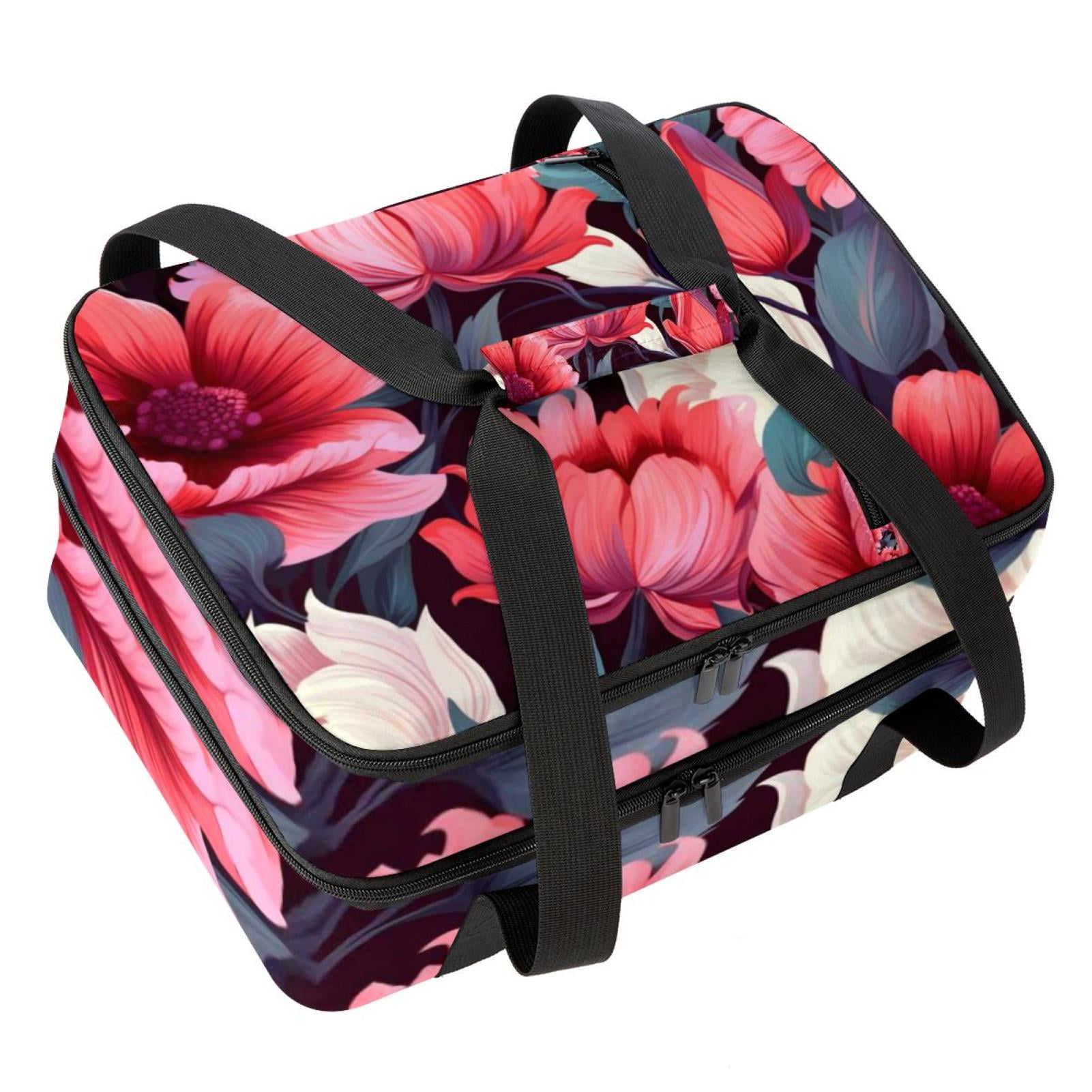 Fragmented Flowers Double Layered Insulated Refrigerated Lunch Bag with ...