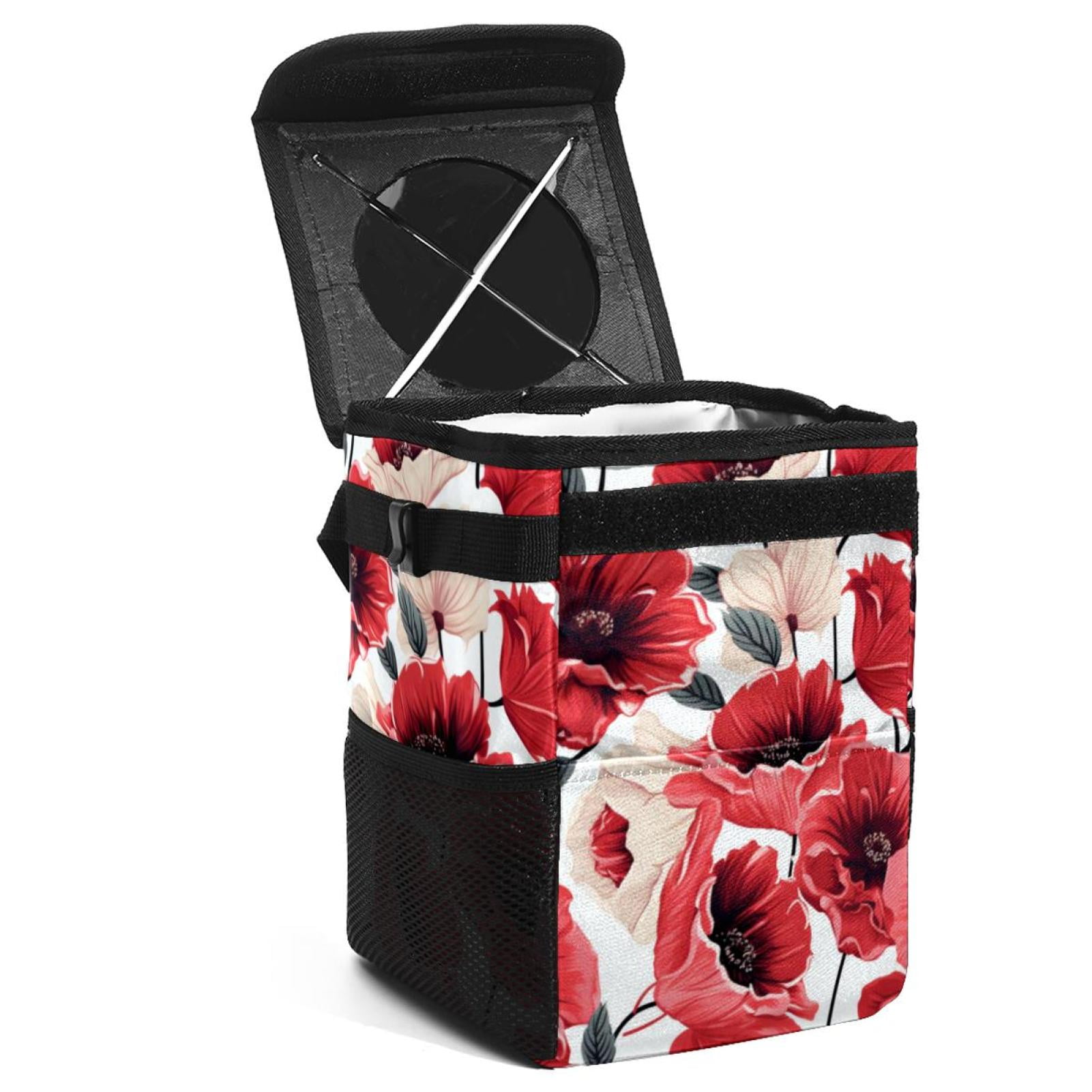 Fragmented Flowers Foldable Car Garbage Can with Lid - Leak-proof Mini ...