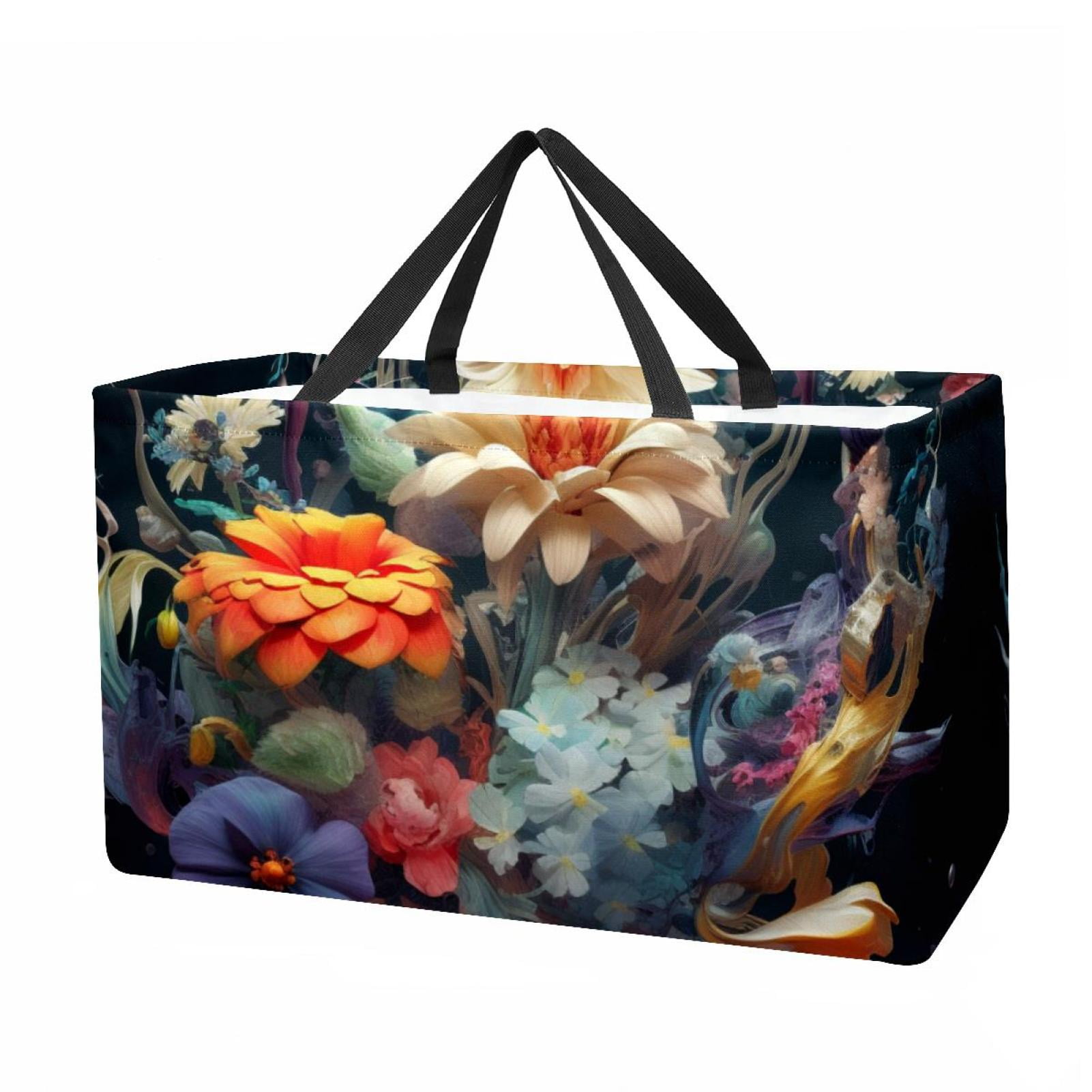 Fragmented Flowers Large Capacity Collapsible Cube Organizer Tote Bag Storage Box Oxford Cloth ...