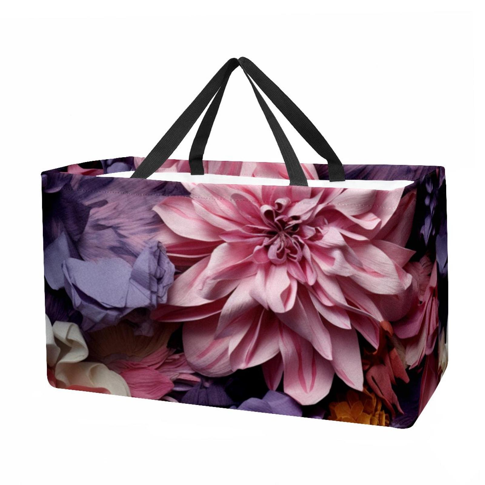 Fragmented Flowers Large Capacity Collapsible Cube Organizer Tote Bag Storage Box Oxford Cloth ...