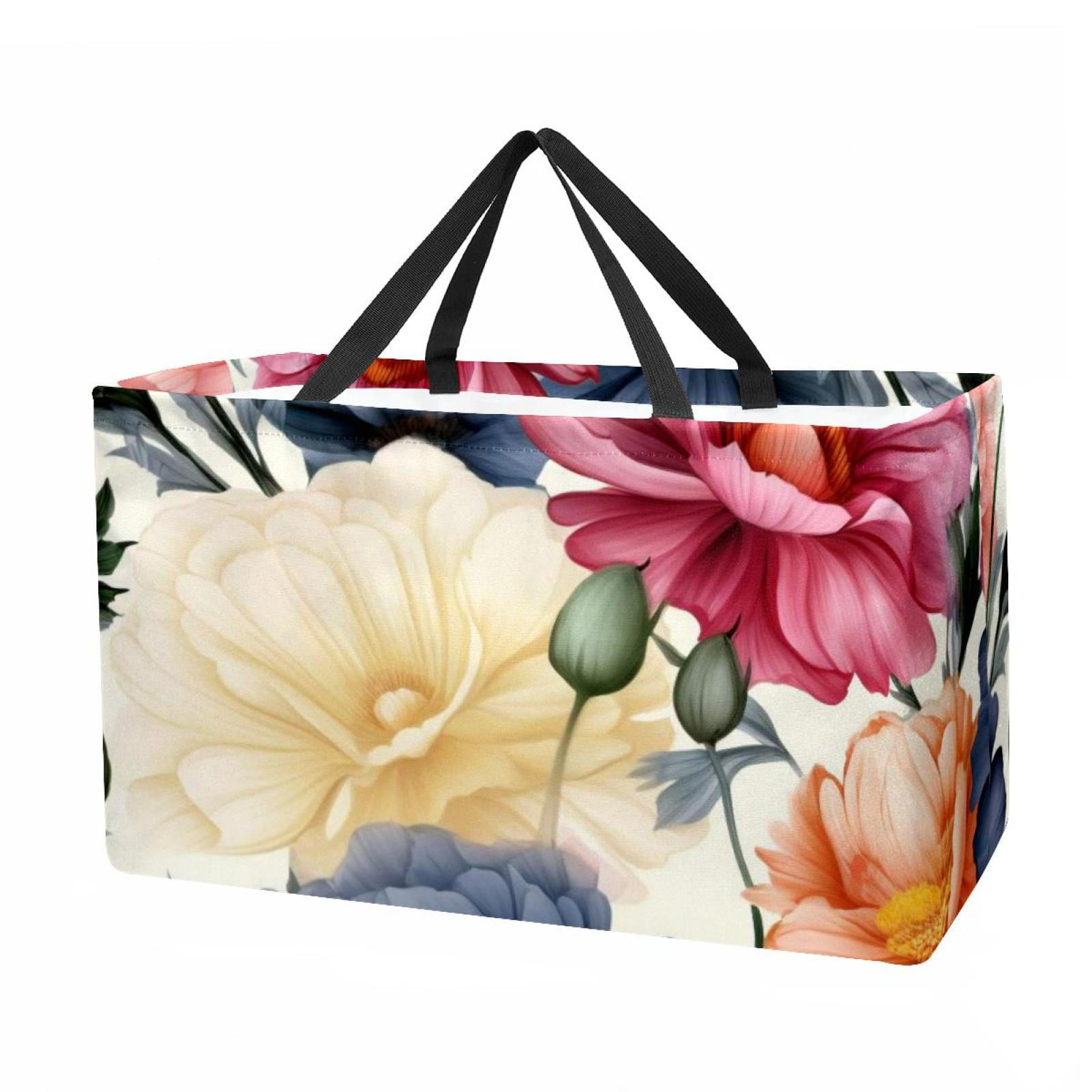 Fragmented Flowers Large Capacity Reinforced Oxford Cloth Storage Bin - Reusable, Foldable ...