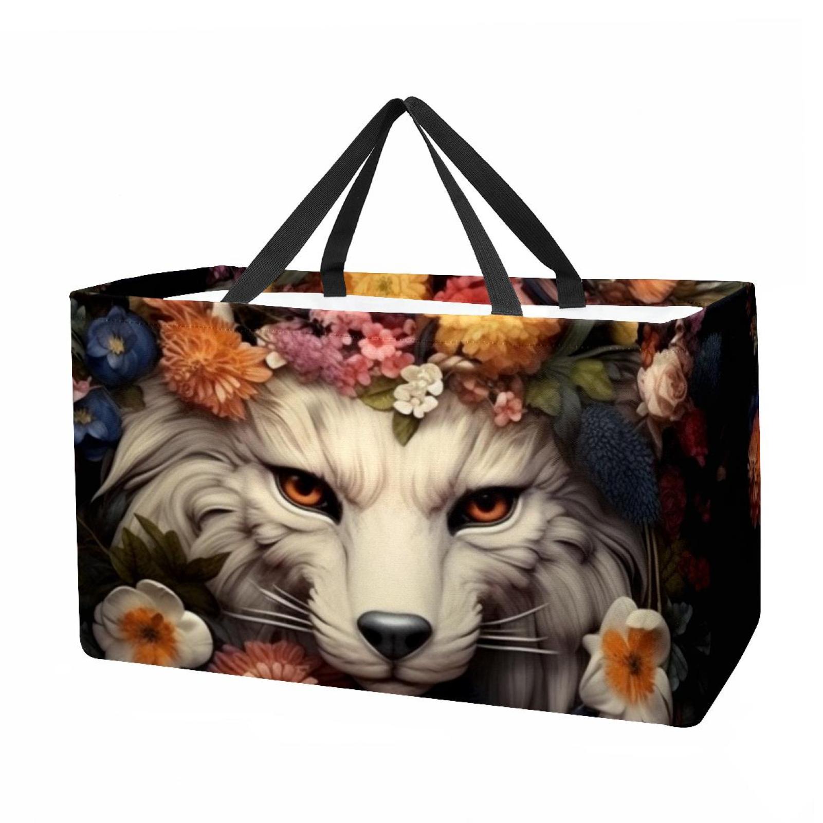 Fragmented Flowers Large Capacity Reusable Foldable Oxford Cloth Laundry Organizer with Picnic ...