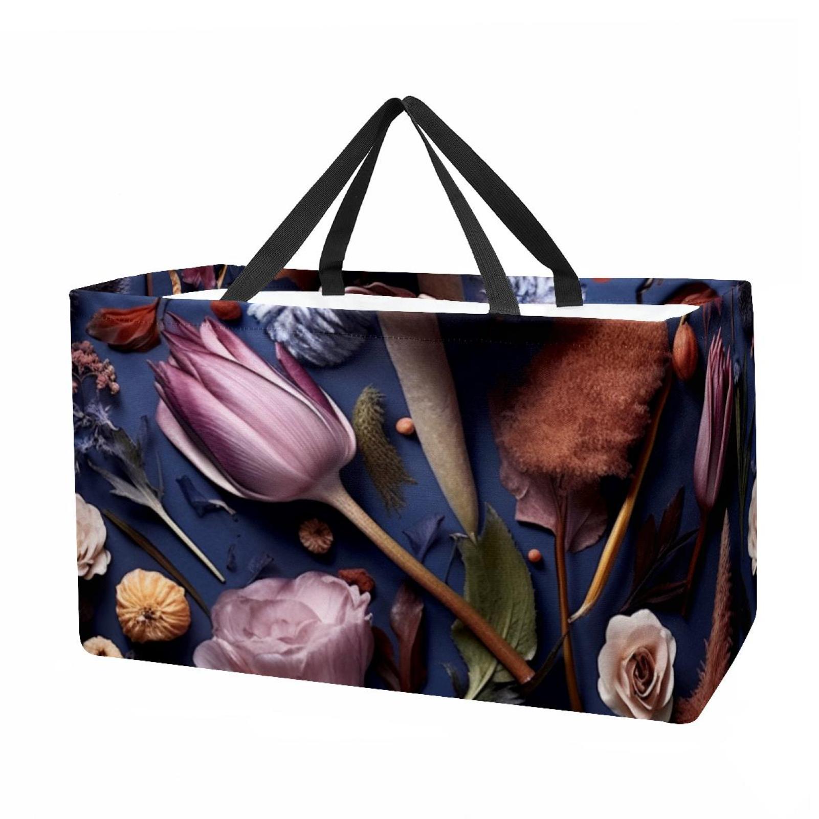 Fragmented Flowers Large Capacity Reusable Oxford Cloth Laundry Organizer: Foldable Laundry ...