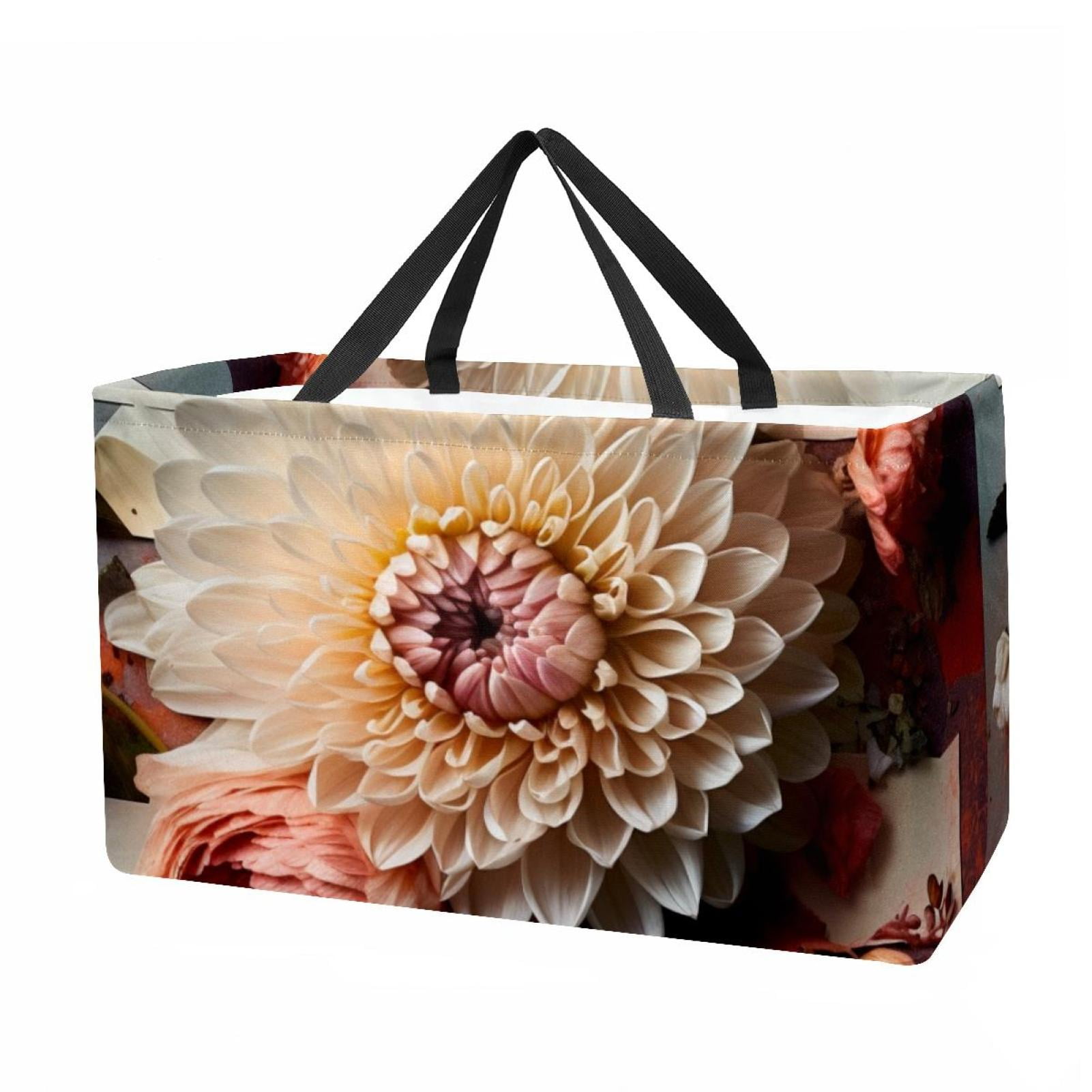 Fragmented Flowers Large Capacity Reusable Oxford Cloth Storage Bin: Foldable Storage Bag ...