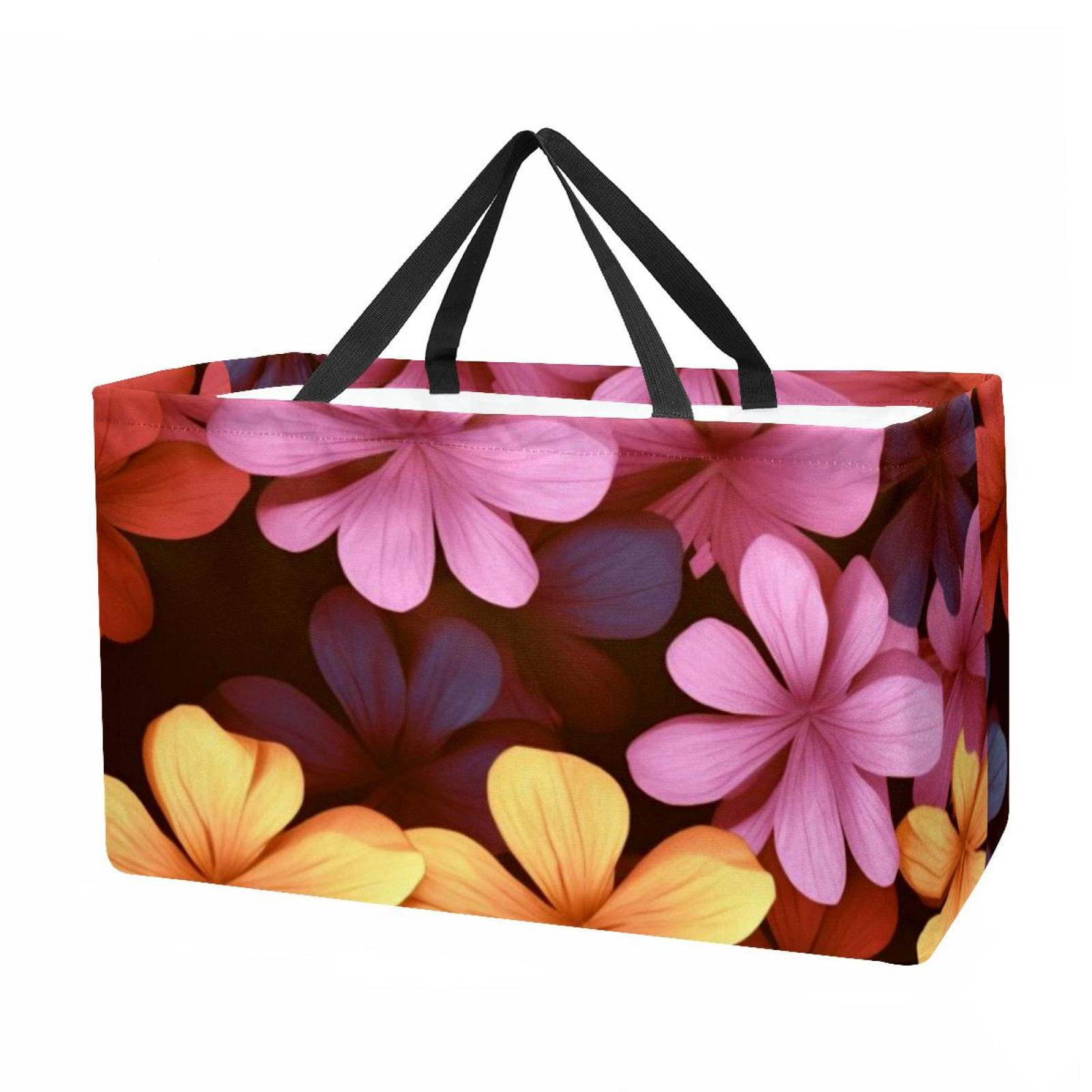 Fragmented Flowers Large Foldable Oxford Cloth Beach Bag Storage Basket Grocery Baskets ...