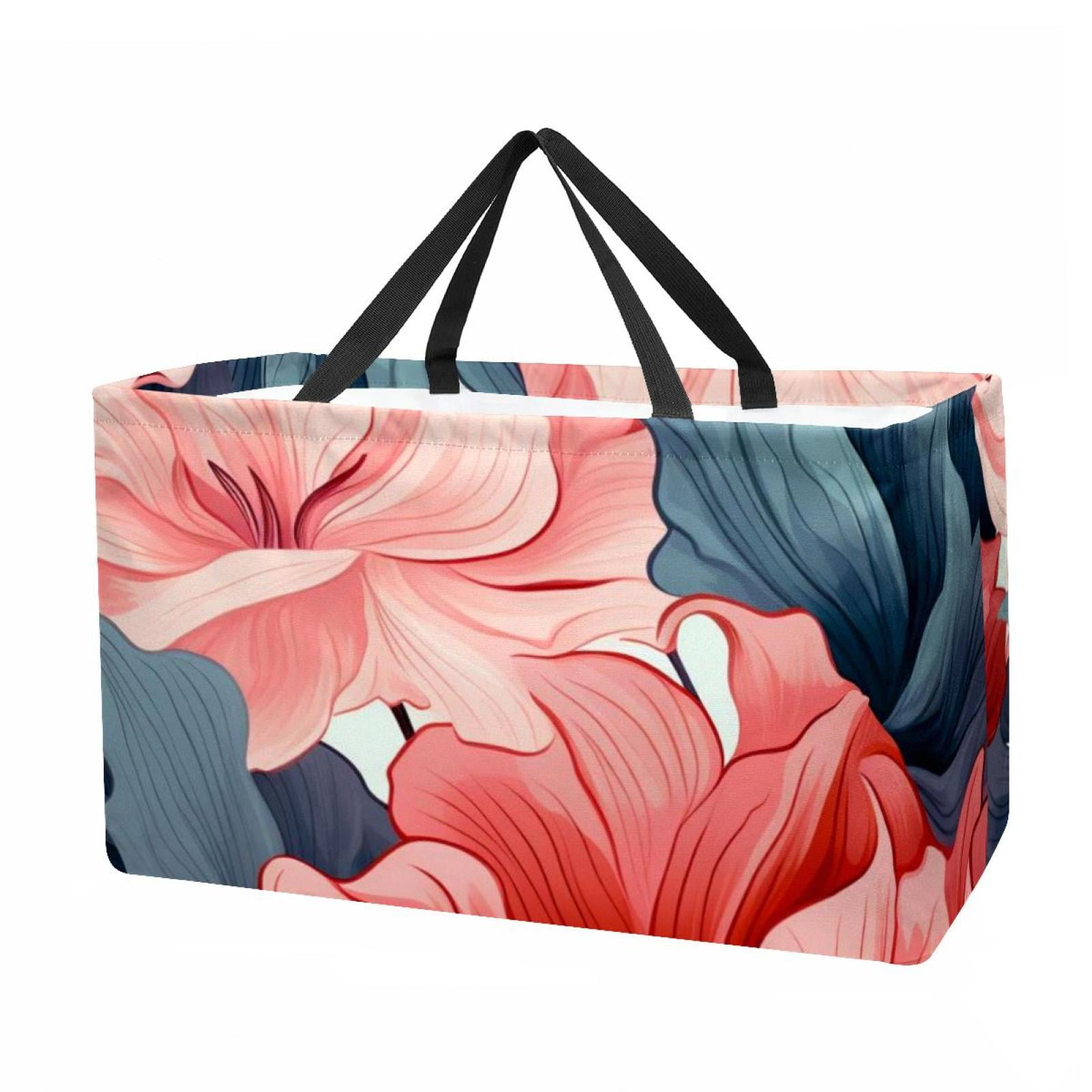 Fragmented Flowers Large Foldable Oxford Cloth Grocery Bags for Storage Bins, Grocery Baskets ...