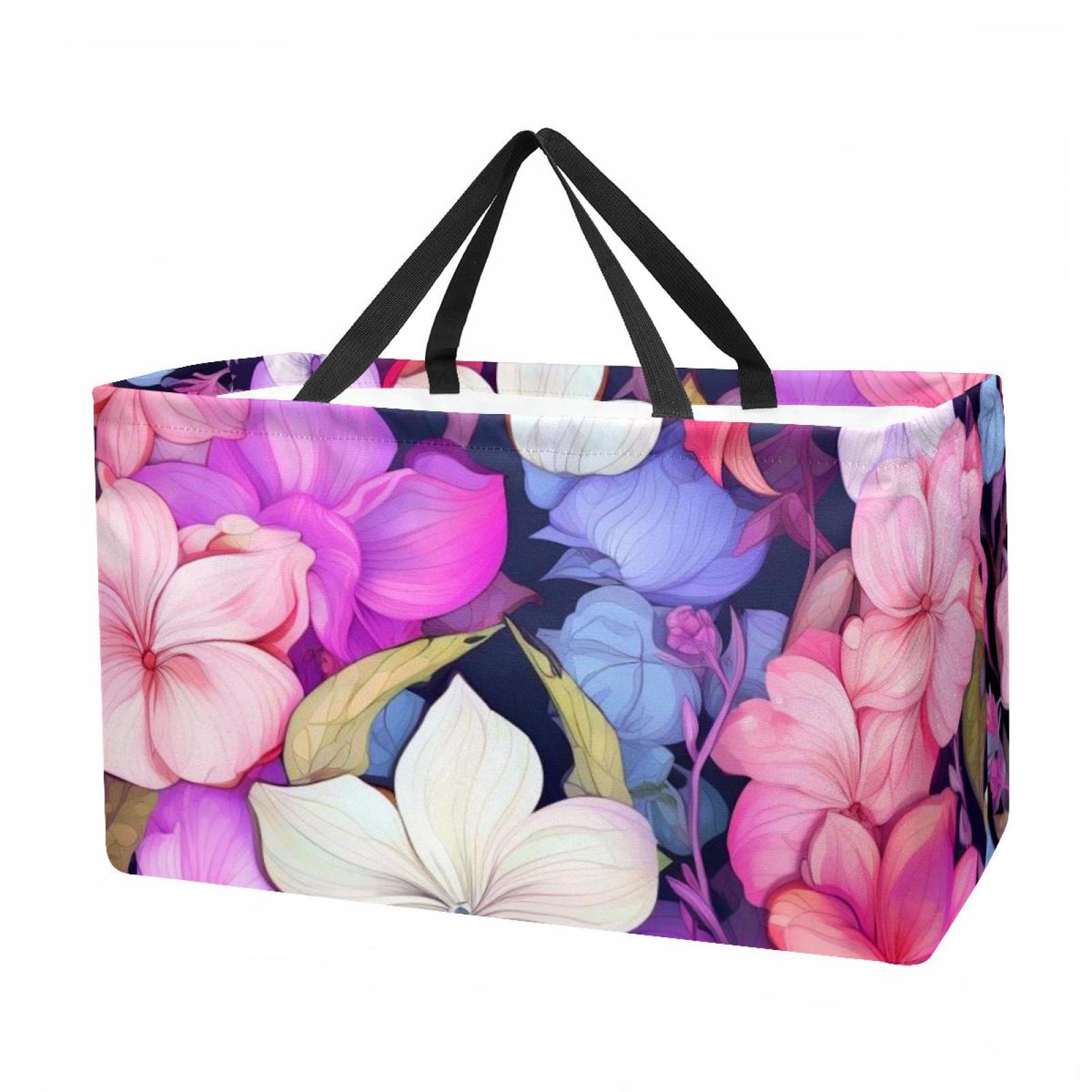 Fragmented Flowers Large Foldable Oxford Cloth Grocery Bags for Storage Bins, Grocery Baskets ...