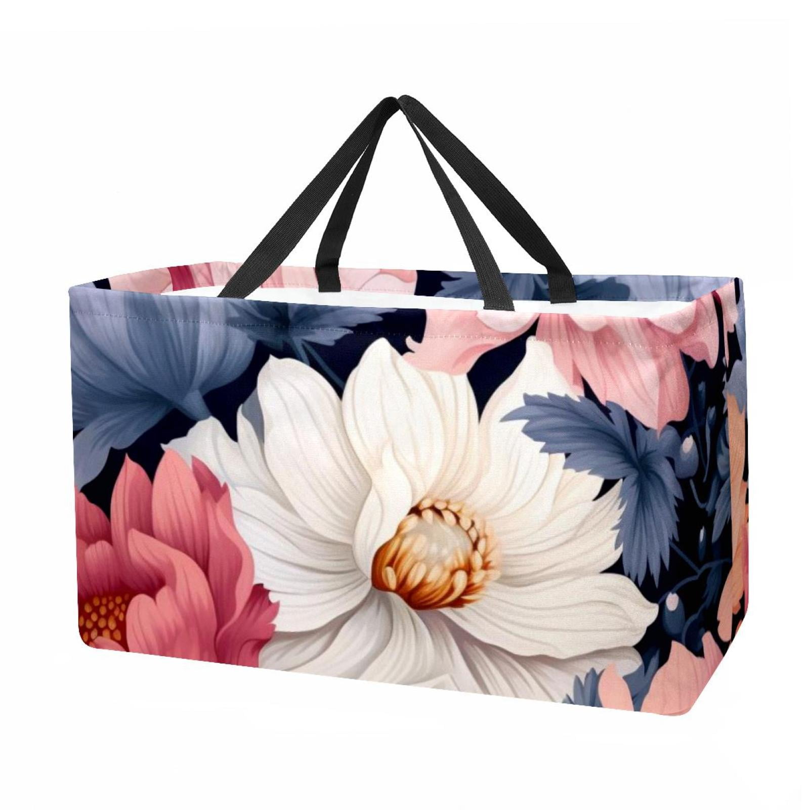 Fragmented Flowers Large Foldable Oxford Cloth Storage Bin - Decorative Box, Collapsible Bucket ...