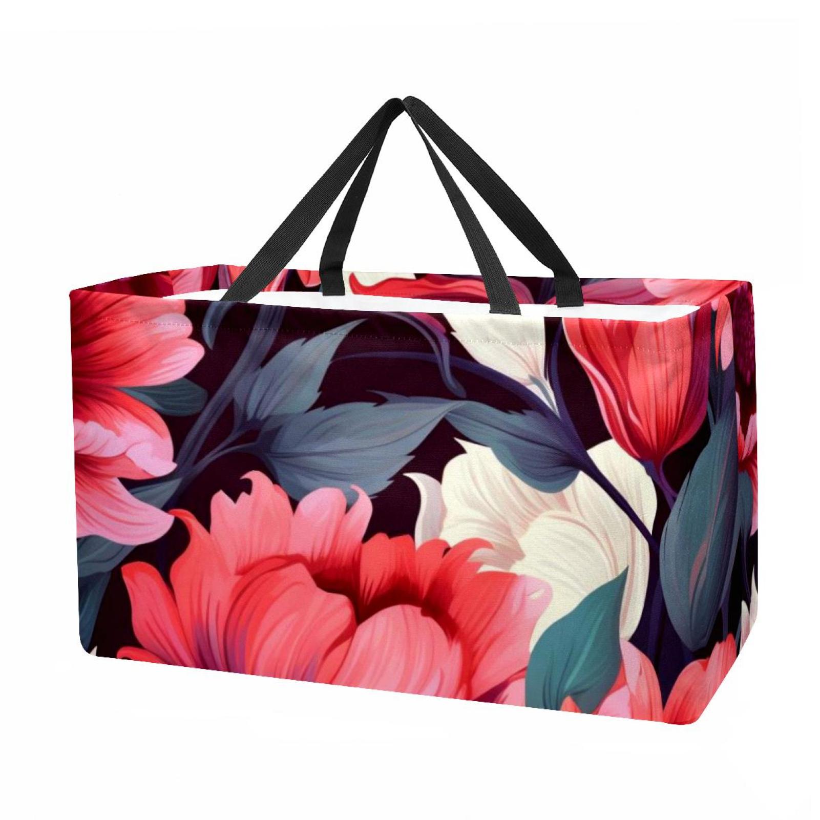 Fragmented Flowers Large Foldable Oxford Cloth Storage Box Organizer Picnic Basket Cube ...