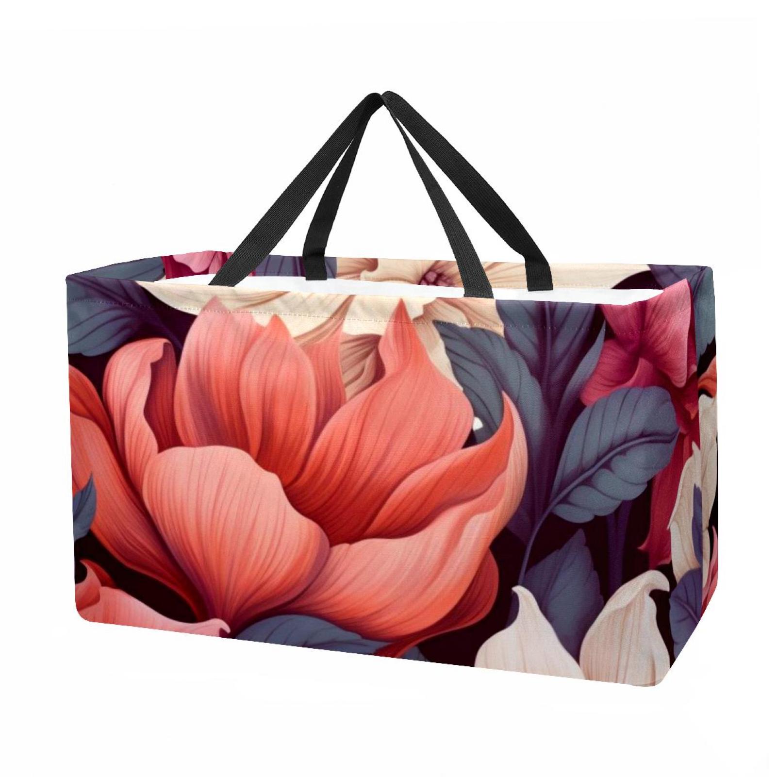 Fragmented Flowers Large Foldable Oxford Cloth Tote Bag Cube Organizer Collapsible Bucket ...