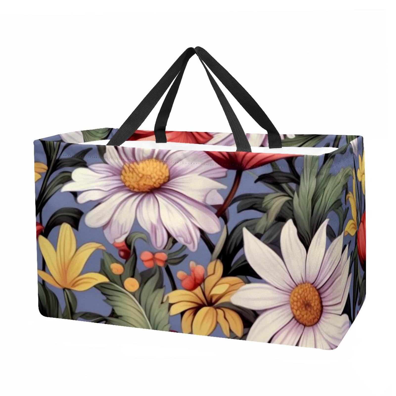 Fragmented Flowers Large Oxford Cloth Storage Bin: Foldable Storage Bag, Picnic Basket, and ...