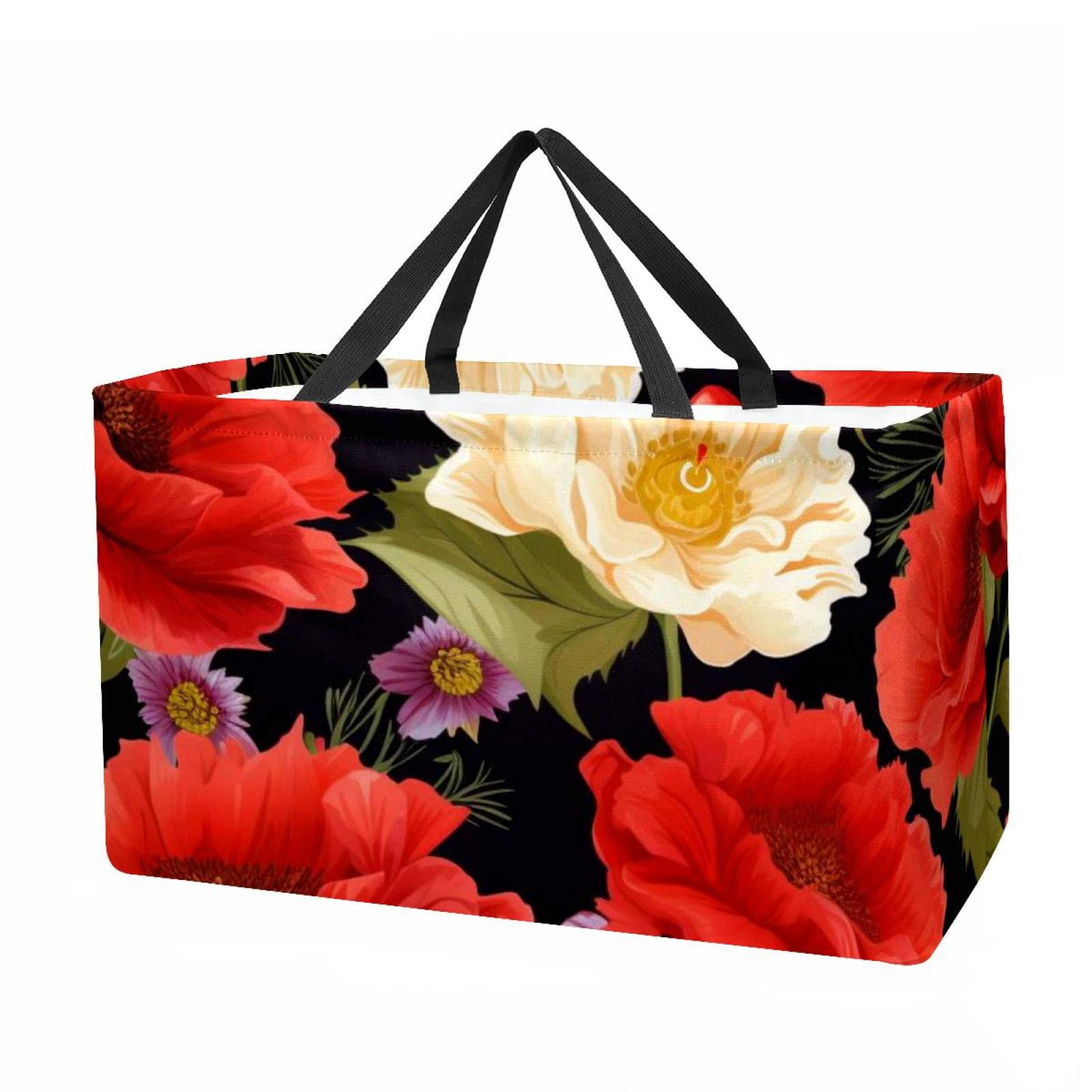 Fragmented Flowers Large Oxford Cloth Storage Bin: Foldable Storage Bag, Picnic Basket, and ...