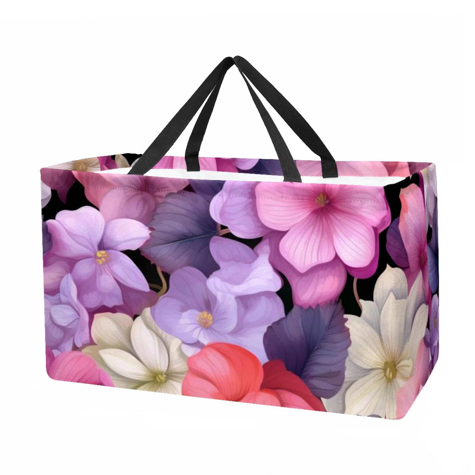 Fragmented Flowers Large Oxford Cloth Storage Bin: Foldable Storage Bag, Picnic Basket, and ...