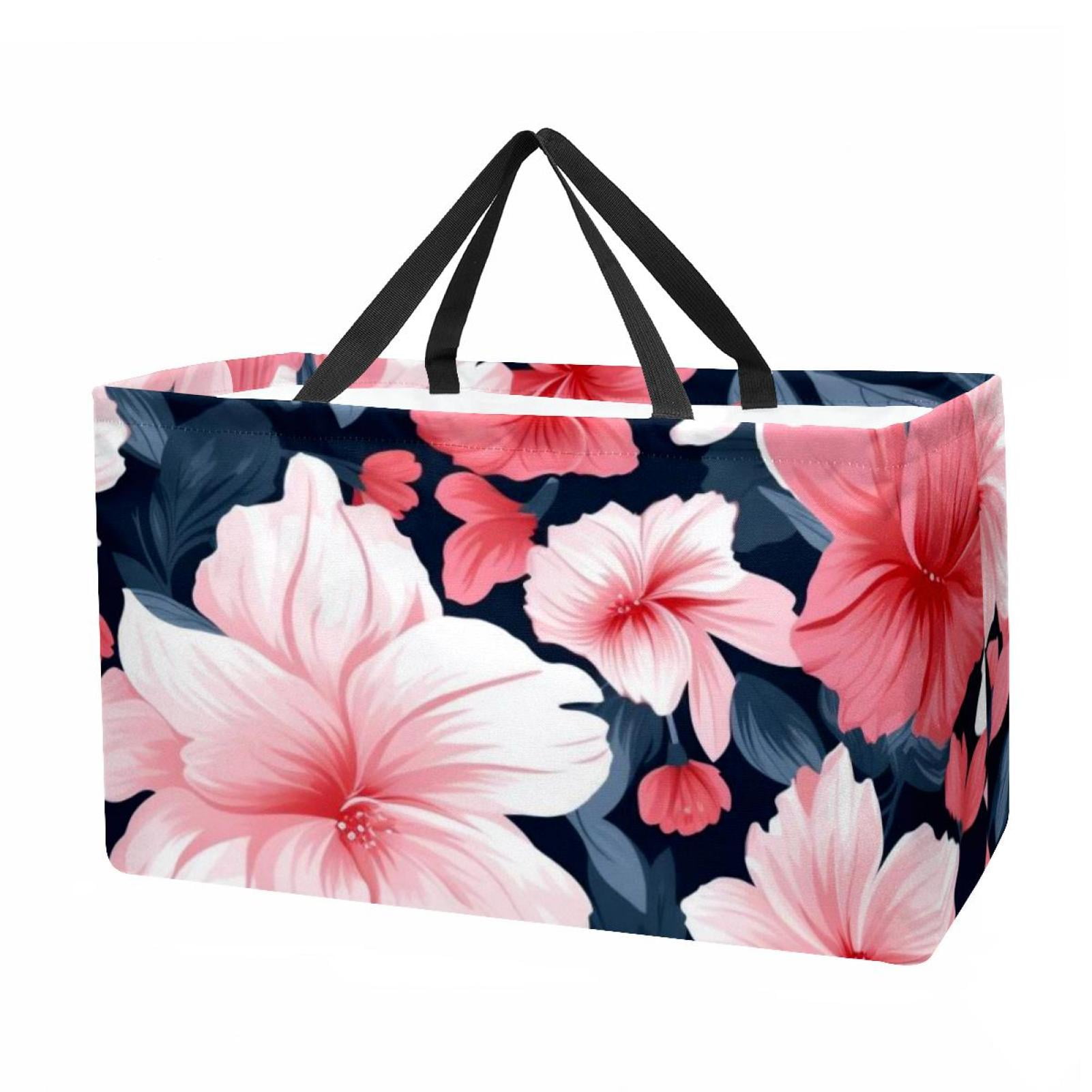 Fragmented Flowers Large Toy, Picnic, and Storage Basket - Foldable Oxford Cloth Material for ...