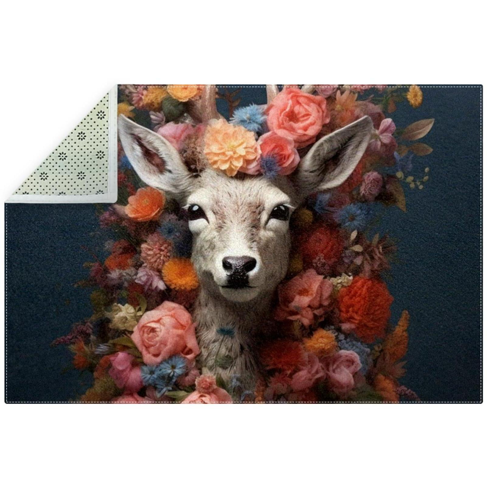 Fragmented Flowers Soft Polyester Indoor Area Rug - Angle Floor Mat for ...