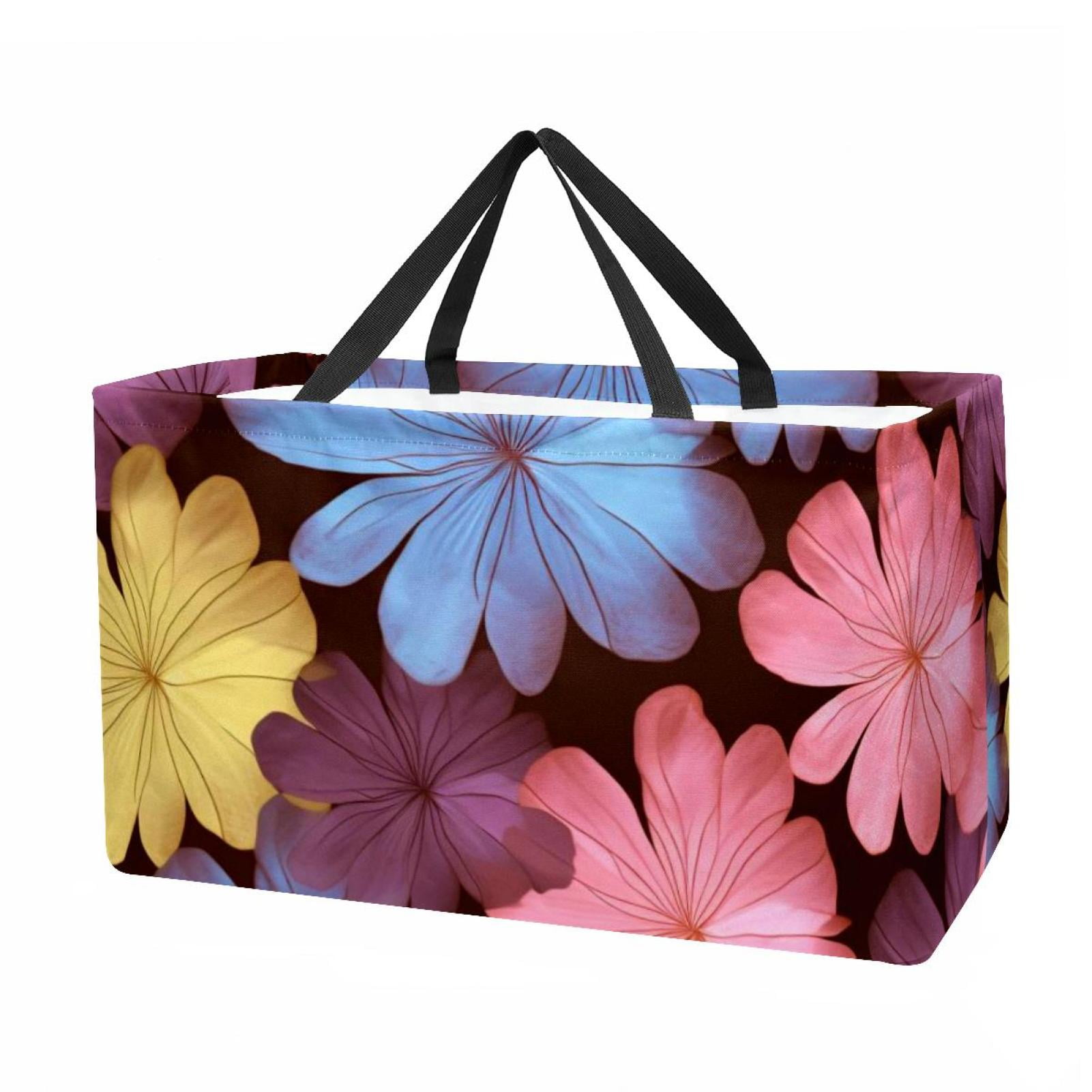 Fragmented Flowers Versatile Oxford Cloth Reusable Storage Box - Foldable, Large Capacity Beach ...