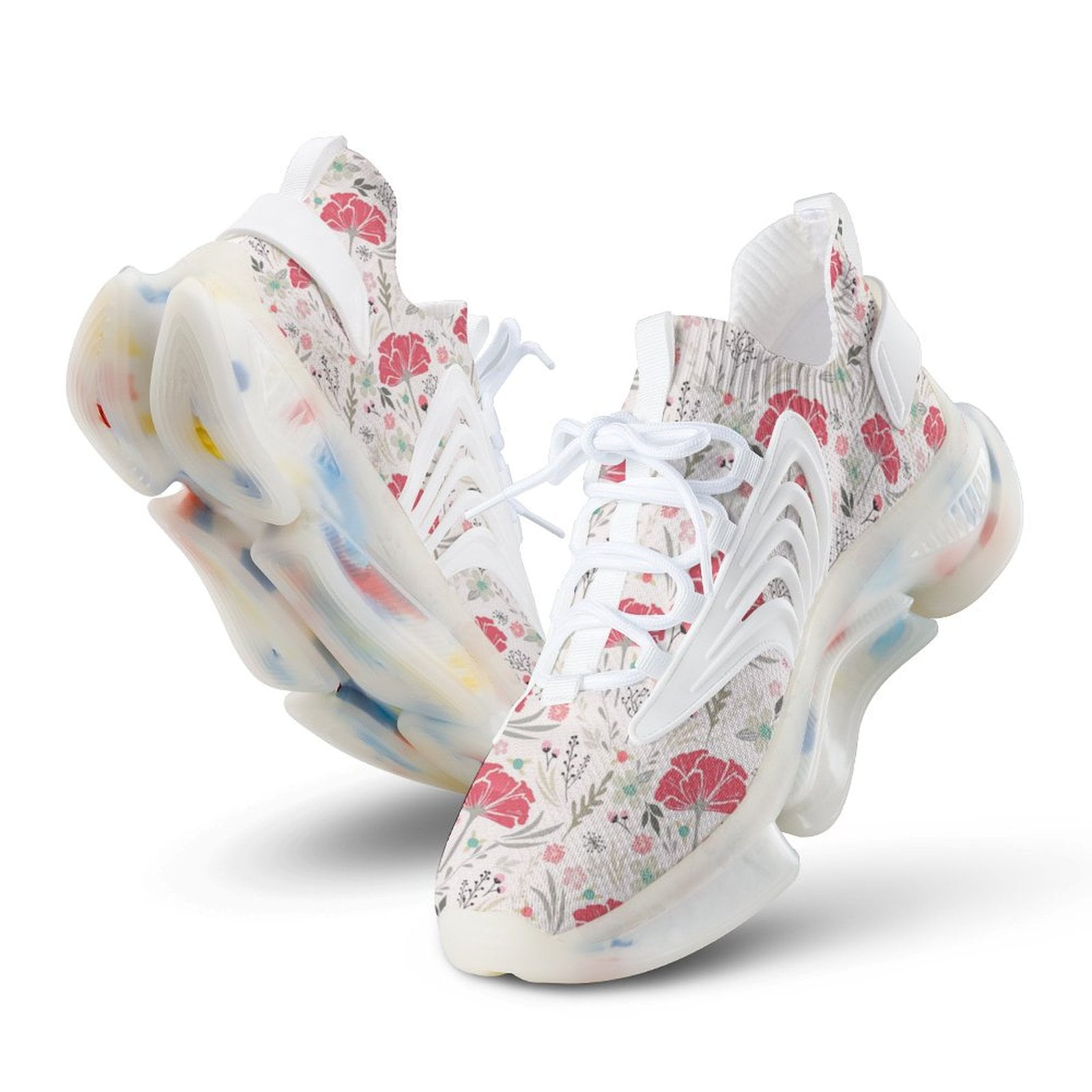 Fragmented Flowers, Walking Shoes for Men Woman Lightweight Tennis ...