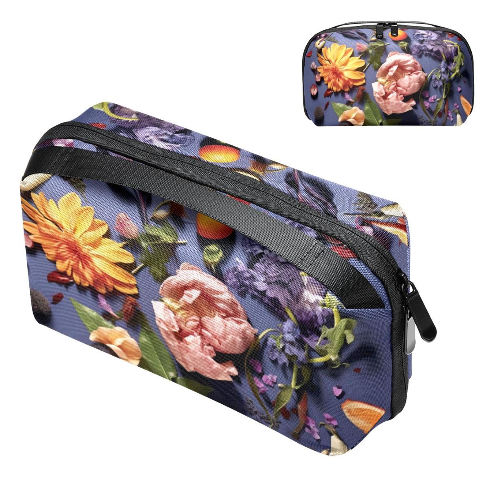 Fragmented Flowers Waterproof Oxford Fabric Storage Case with Charger ...