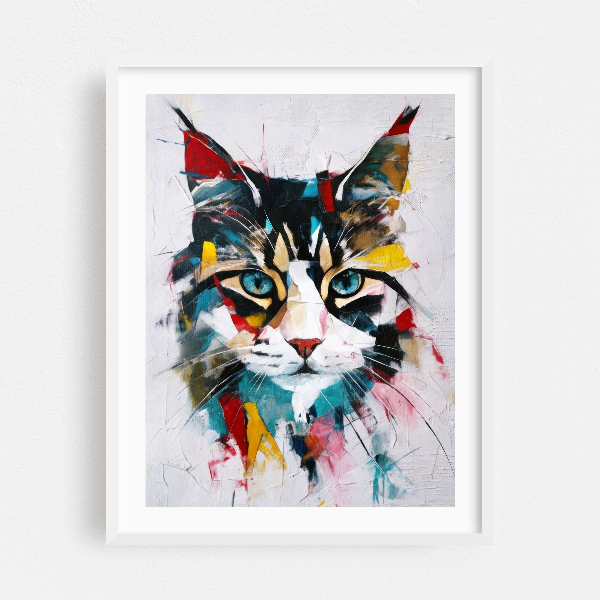 Fragmented Maine Coon Portrait - Colorful Abstract Cat Art - Expressive ...