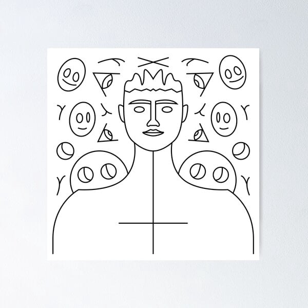 Fragmented Self With Symbolic And Geometric Elements Poster Wall Art ...