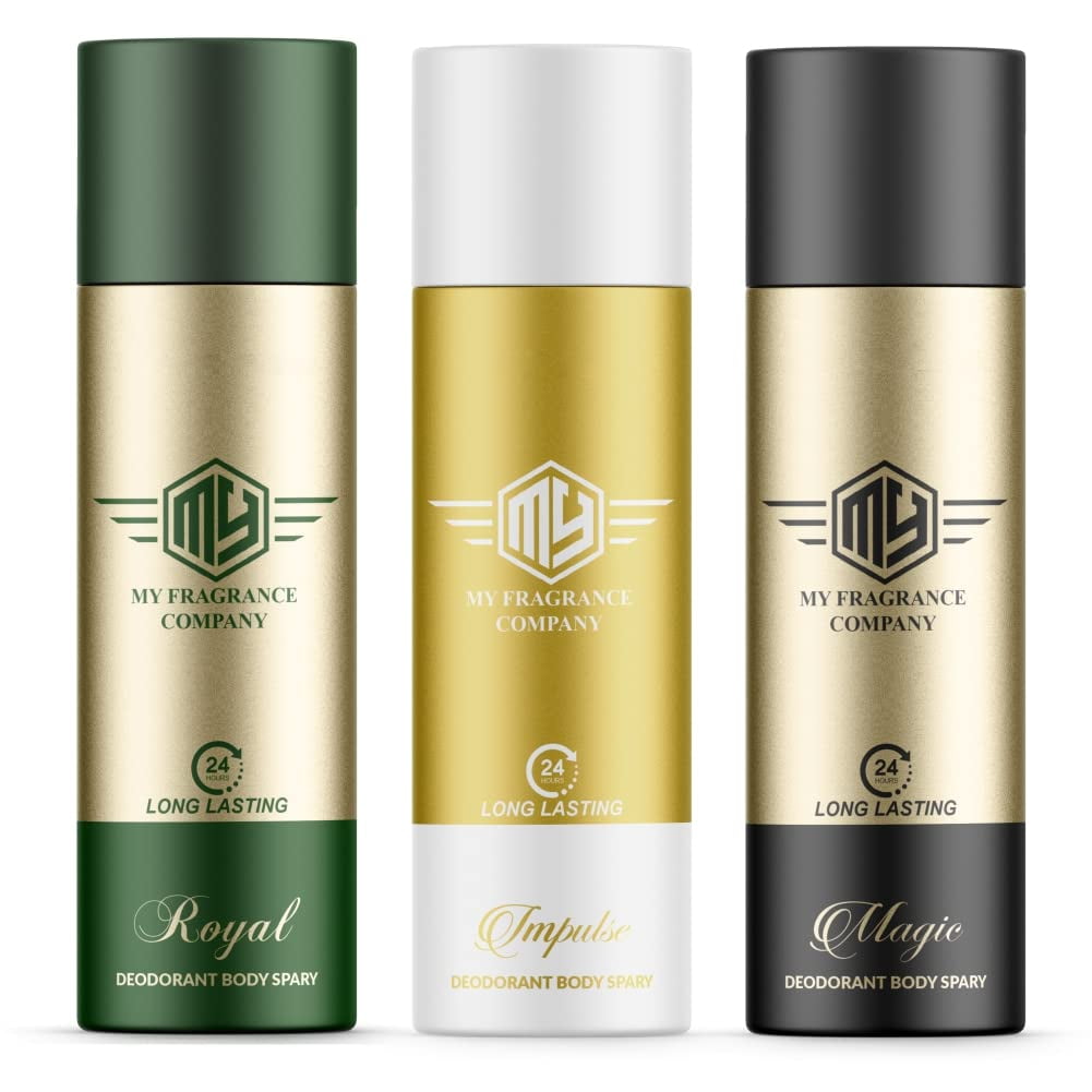 My Fragrance Company Royal + Impulse + Magic Deodorant Body Spray Set For Men & Women Pack Of 3x ...