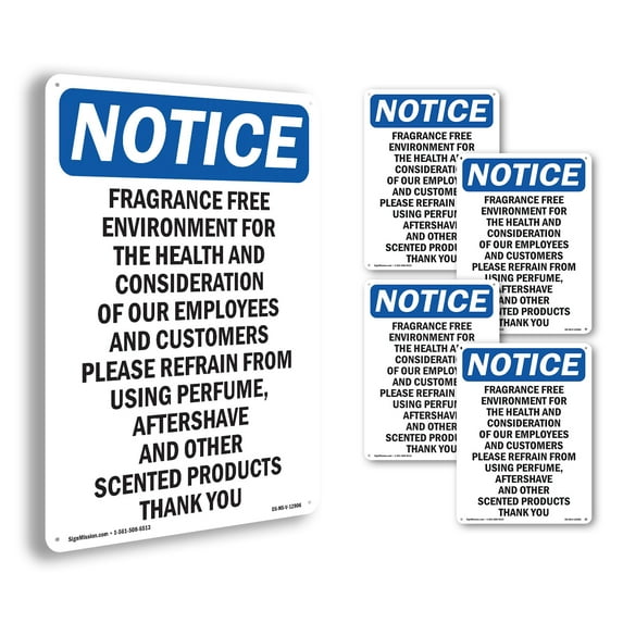 Fragrance Free Environment For OSHA Notice Aluminum Sign 24 Inch x 18 ...