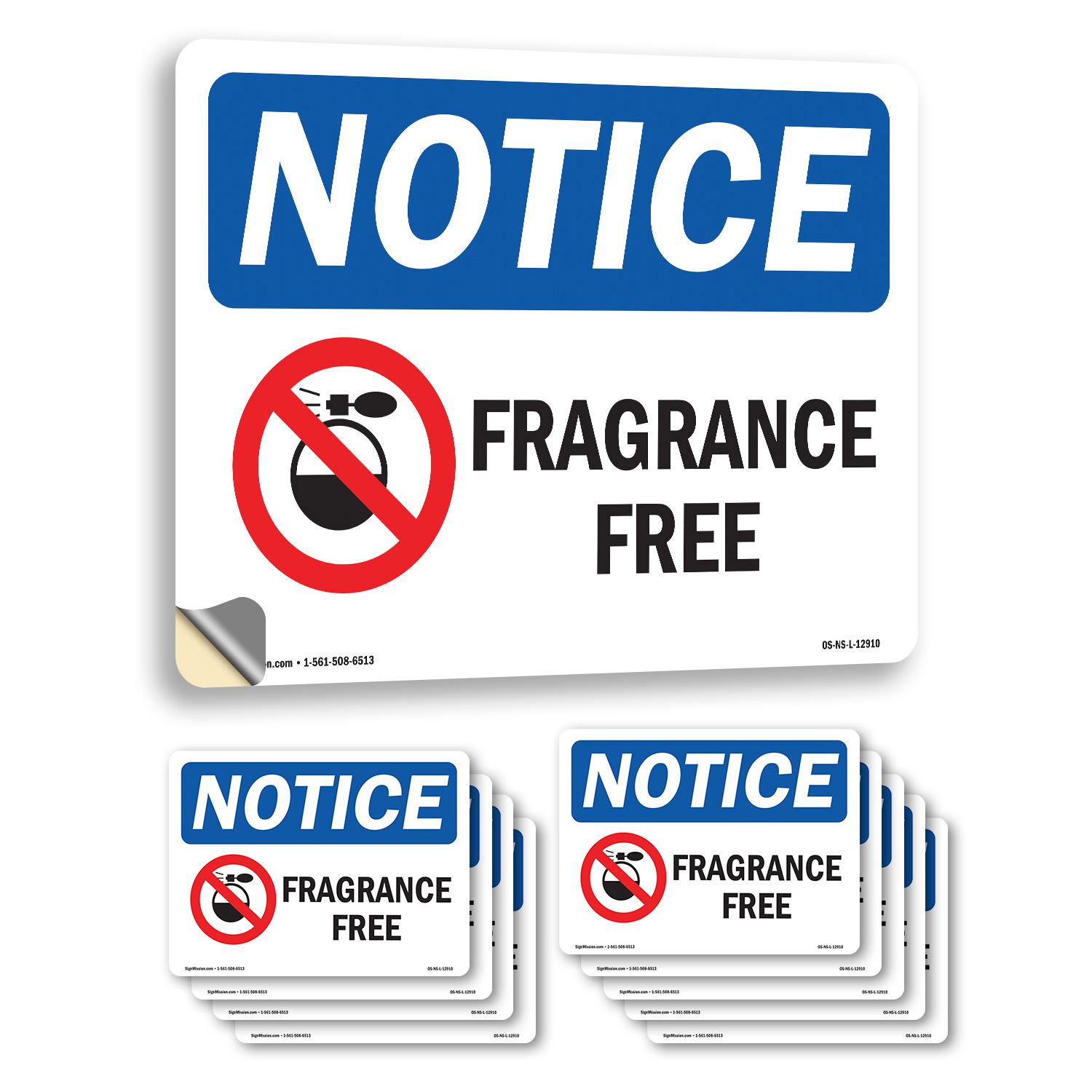 Fragrance Free With Symbol OSHA Notice Vinyl Decal Label 7 Inch x 5 ...