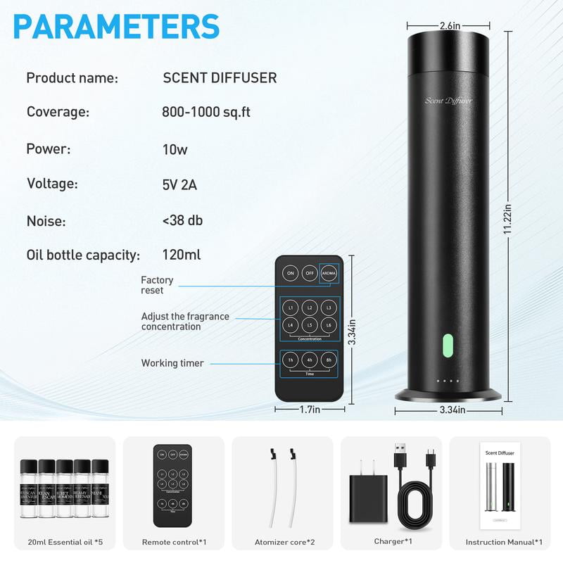 Fragrance Waterless Essential Oil Hotel Collection Diffuser with Button ...