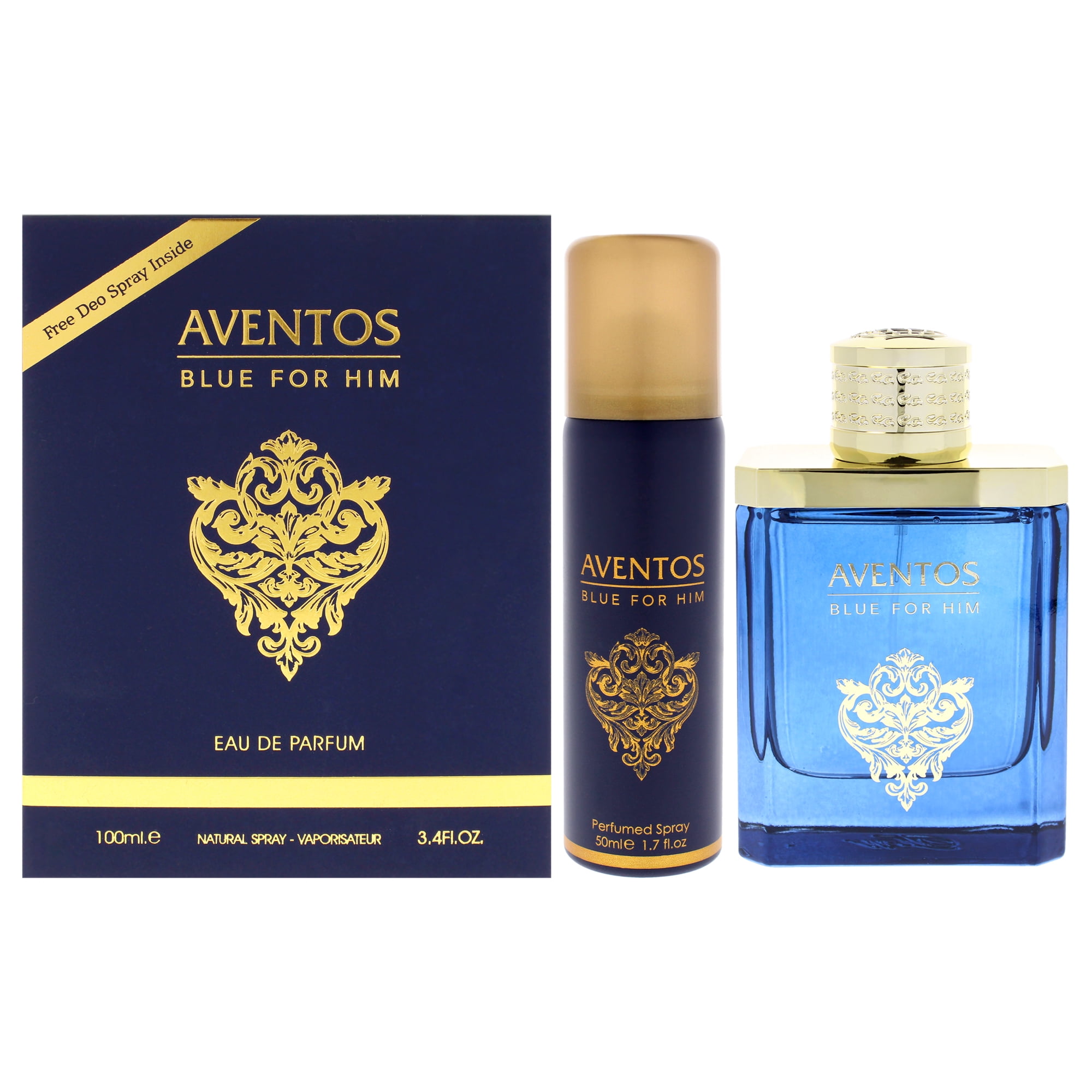 Fragrance World Aventos Blue , 3.4oz EDP Spray, 1.7oz Body Spray ...