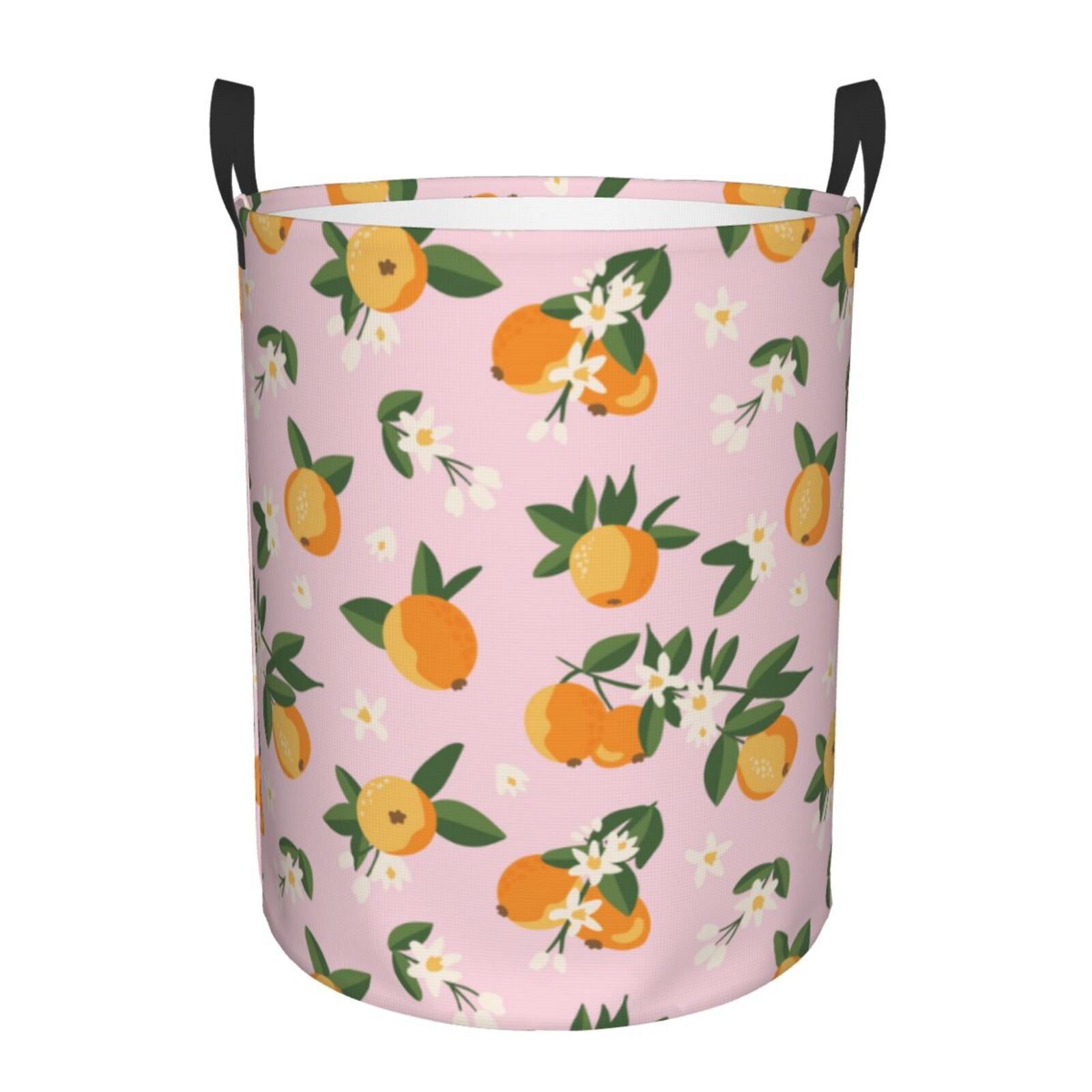 Fragrant Orange Flower Pink Round Laundry Basket, Laundry Hamper with ...