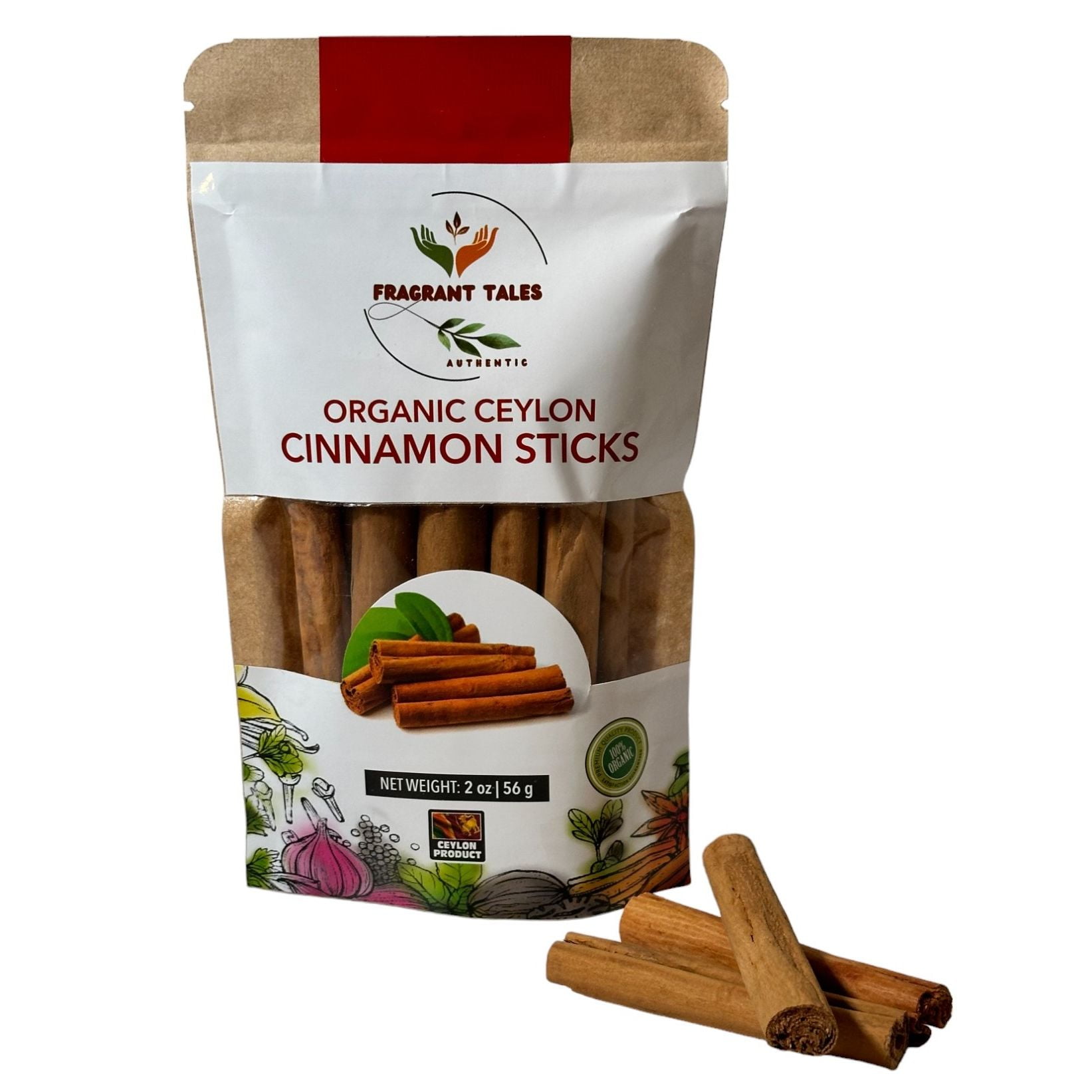 Fragrant Tale Organic Ceylon Cinnamon Sticks - 2 oz (56g), USDA Certified, Non-GMO, Gluten-Free ...