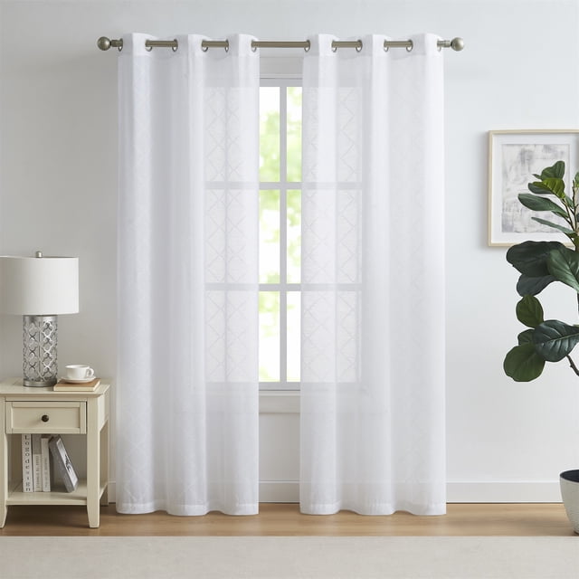 Fragrantex Linen Semi Sheer Curtains for Living Room, 95 inches Long ...