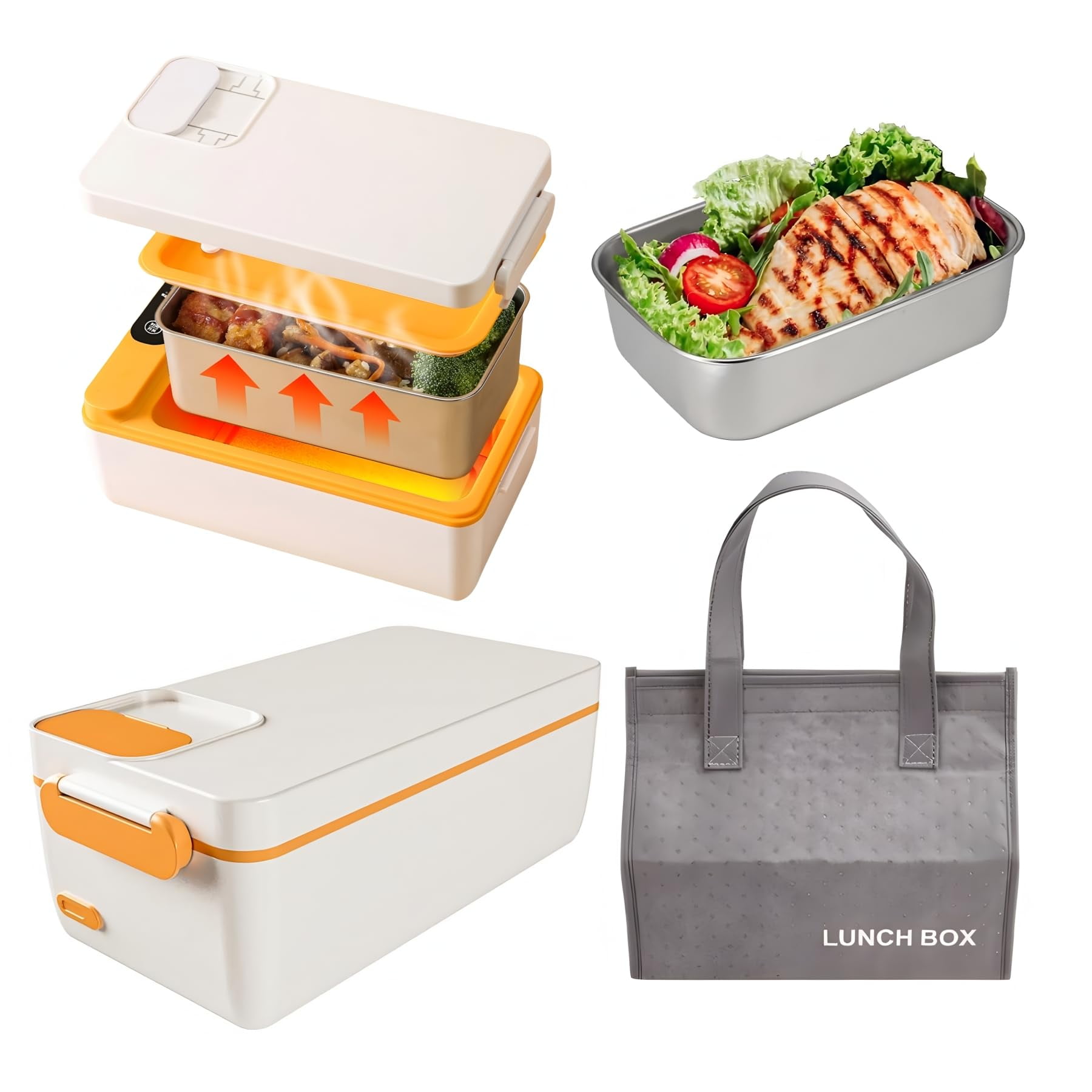 Fralaz Cordless Electric Lunch Box Food Heater,No Water Required Heated ...