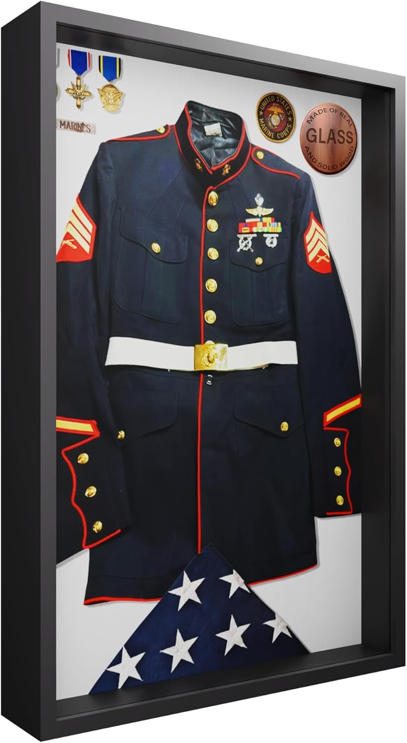 Frame Amo 24x36 Black Shadow Box Frame, Tempered Glass Front and Solid ...