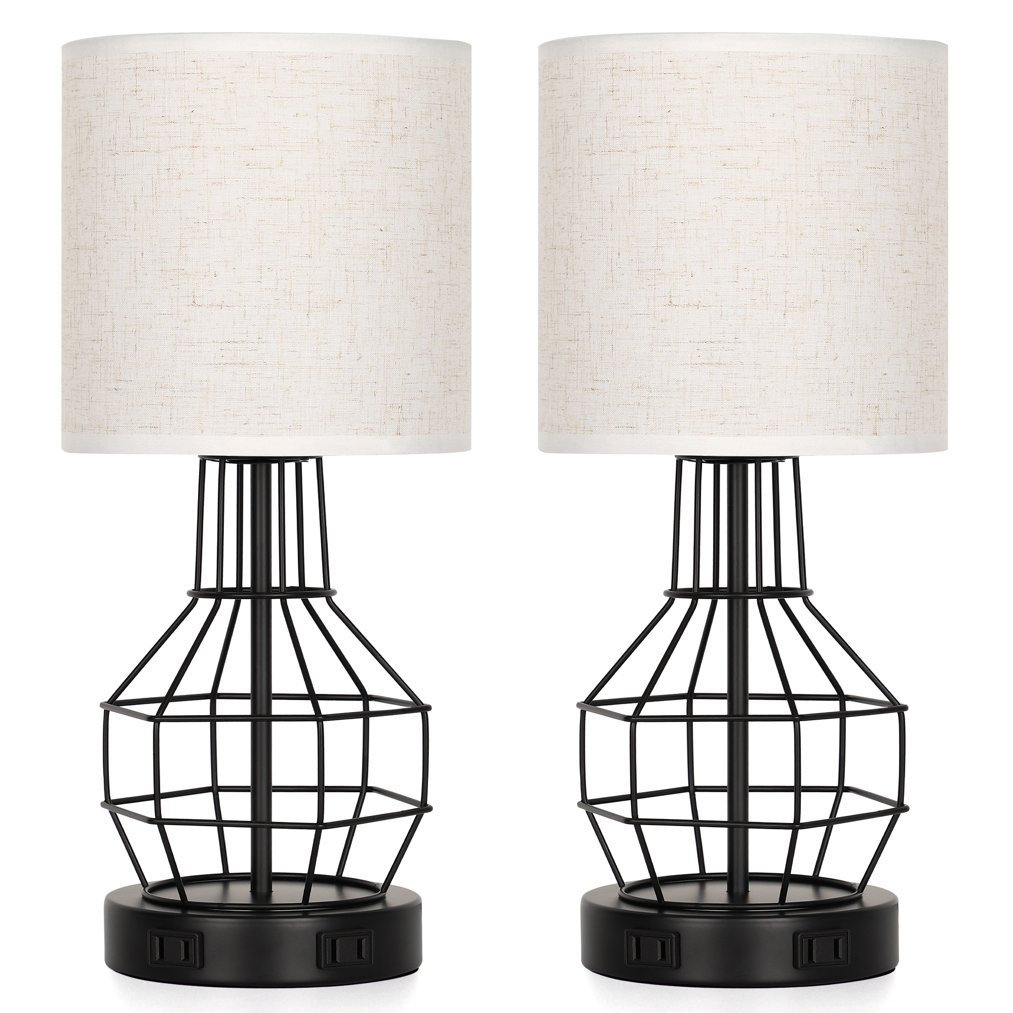 Frame Base Functional Table Lamp + Linen Lampshade, Industrial Style ...