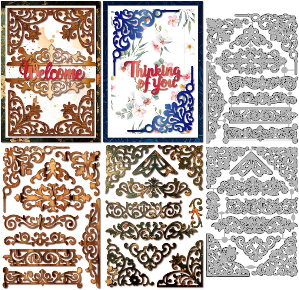 Frame Corners Metal Die Cuts Flower Lace Border Cutting Dies Vintage ...