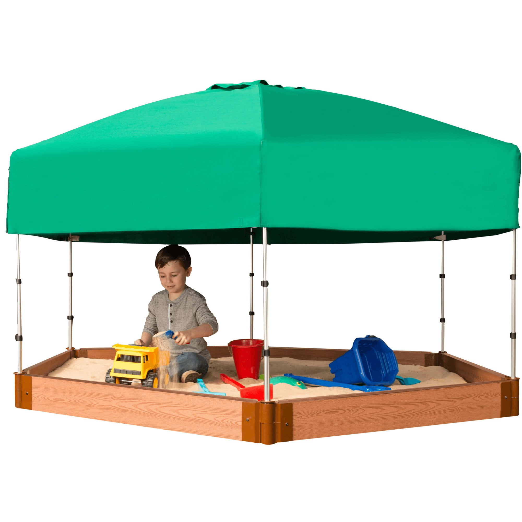 Frame It All Tool-Free Classic Sienna Large Covered Sandbox with Canopy ...