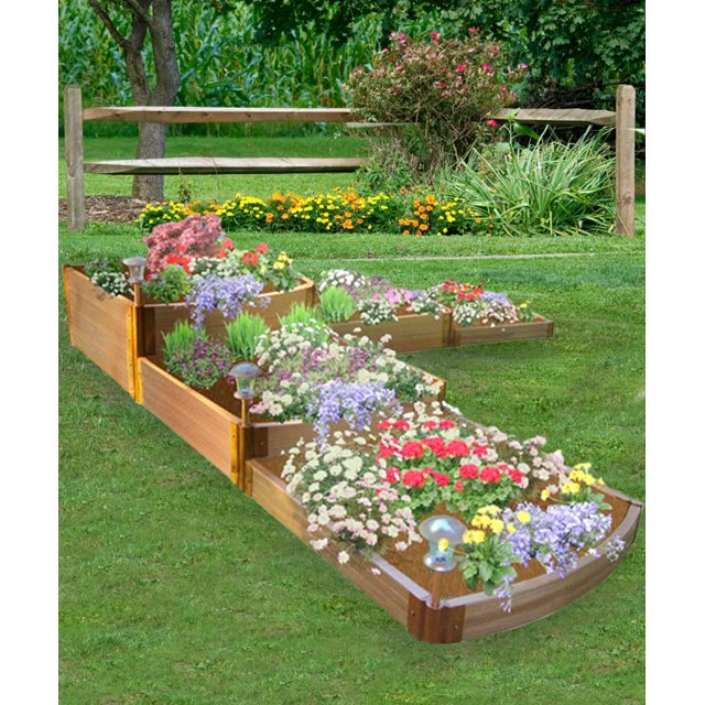 Frame It All Tool-Free Classic Sienna Raised Garden Bed Split Waterfall ...
