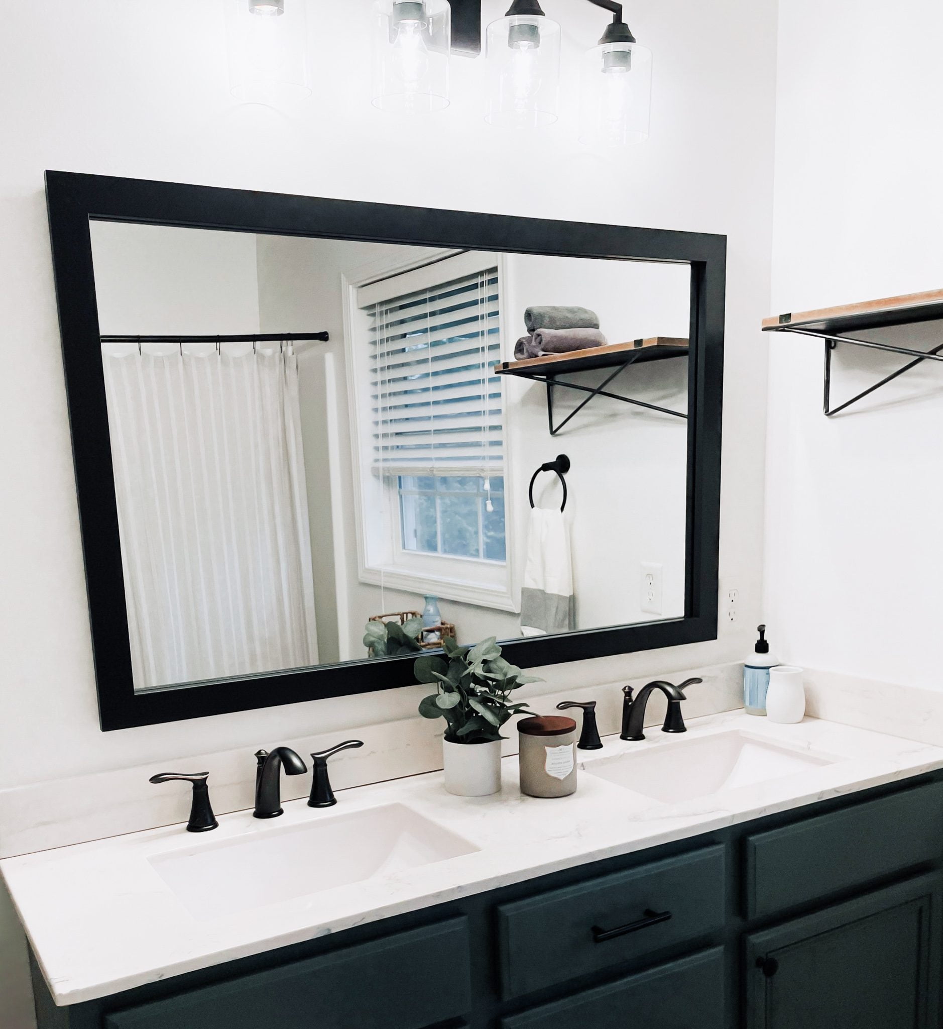 Frame My Mirror Framed Mirror, Black Finish, 28" x 60", 2" Wide Frame ...