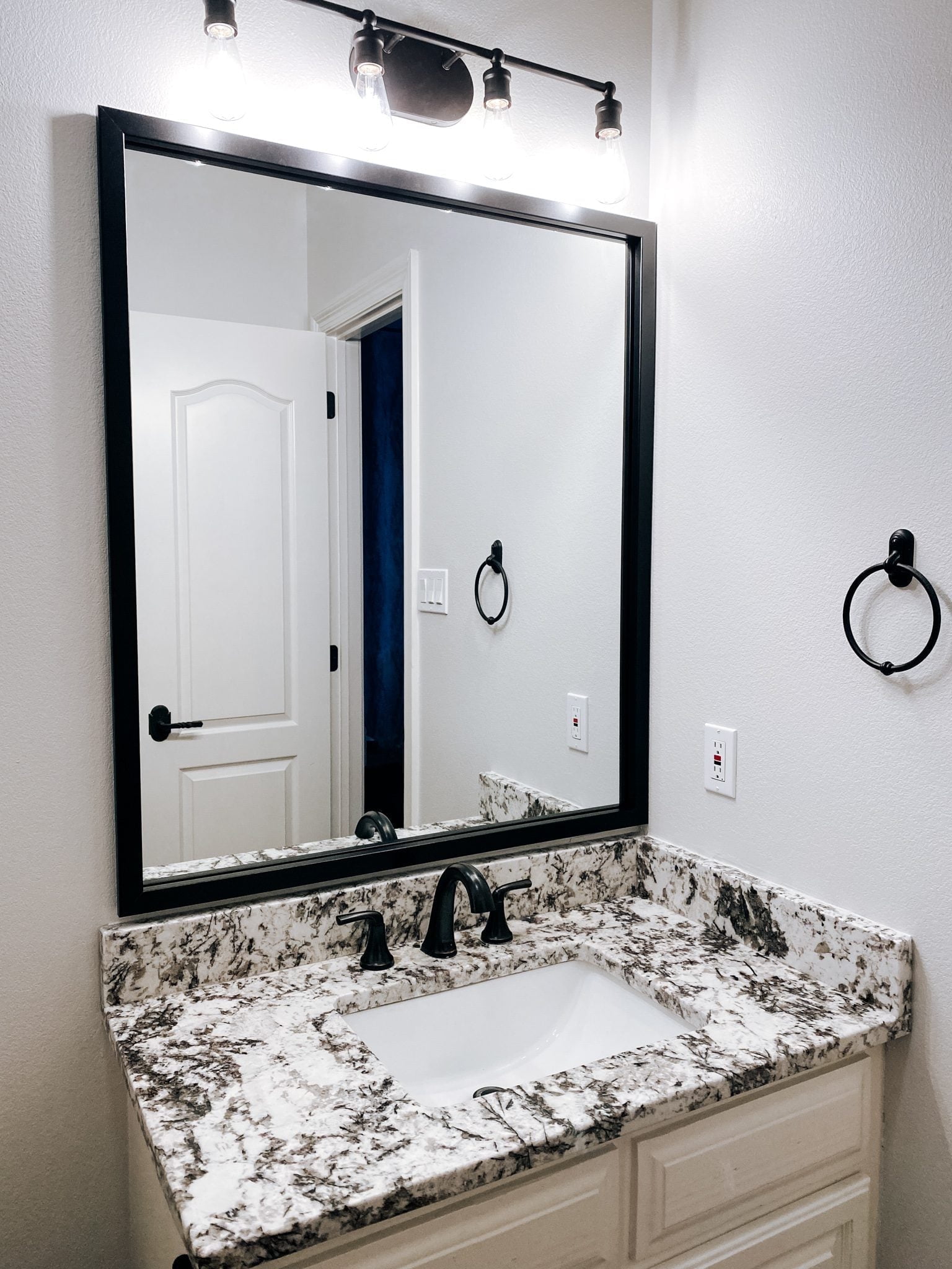 Frame My Mirror Framed Mirror, Black Finish, 36" x 24", 1-1/4" Wide ...