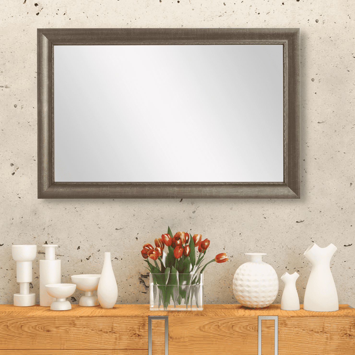 Frame My Mirror Framed Wall Mirror - Antique Pewter 28" x 48" Mirror ...